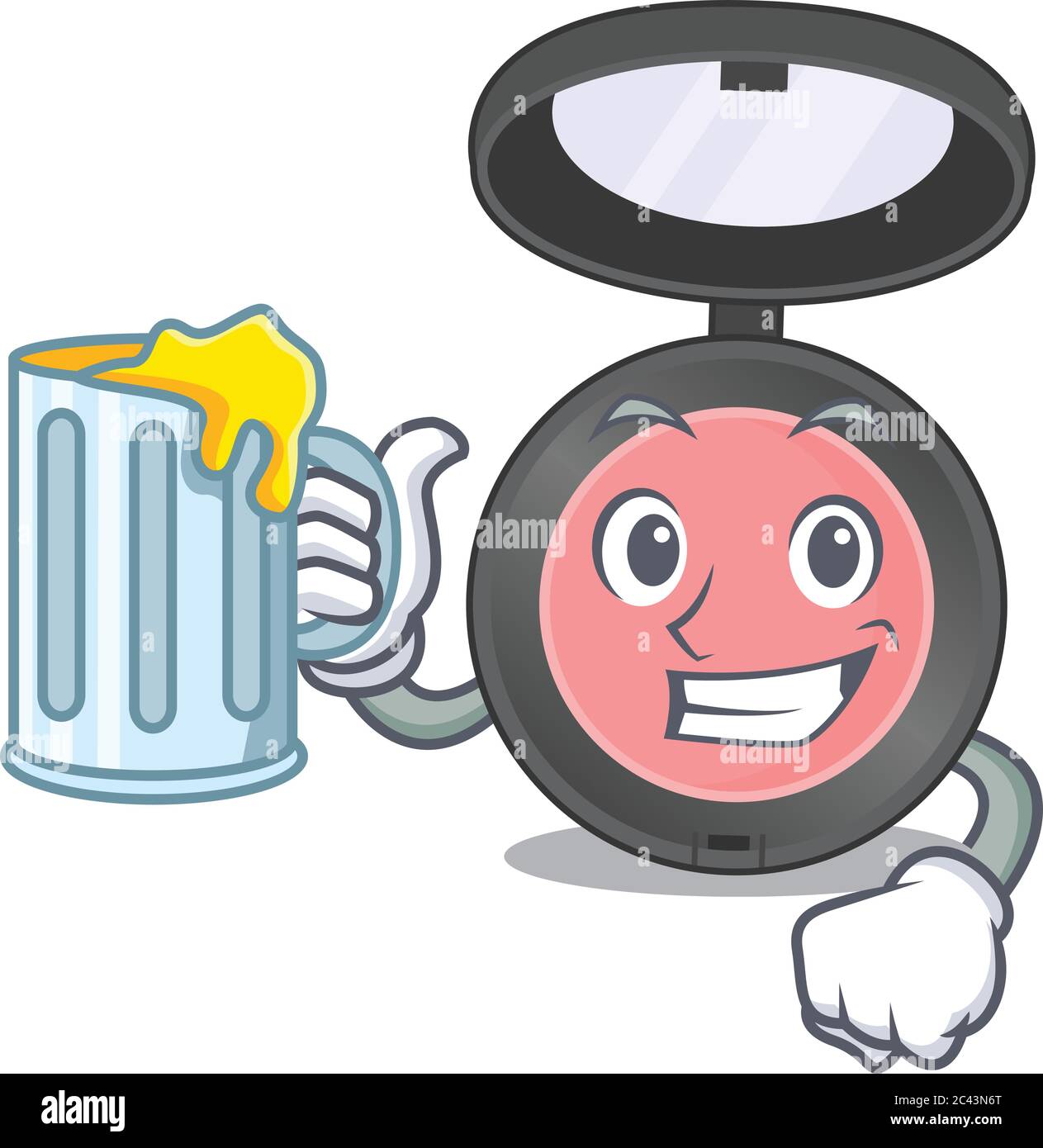 A cartoon concept of pink blusher toast with a glass of beer Stock ...