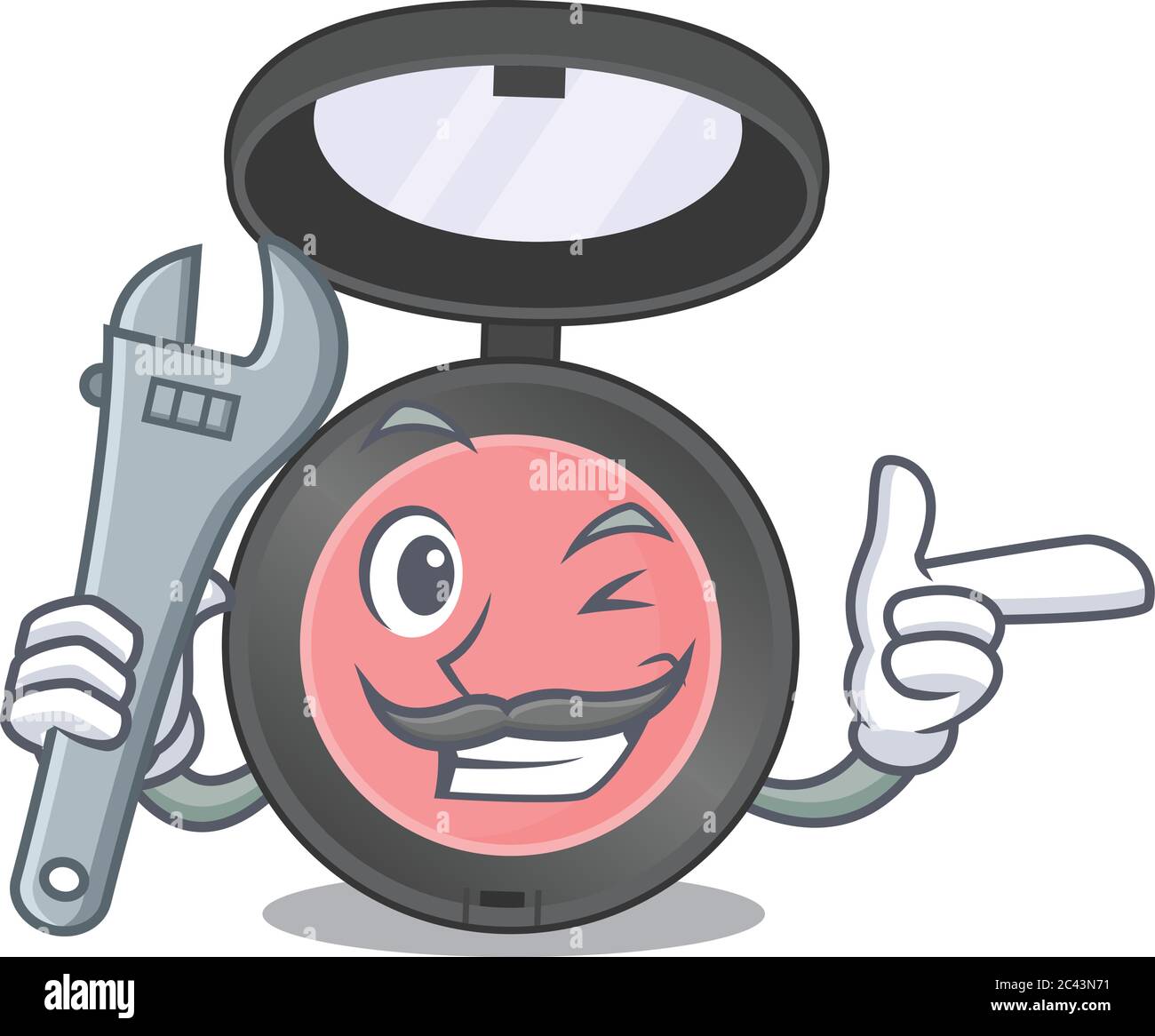 A caricature design concept of pink blusher working as a mechanic Stock ...