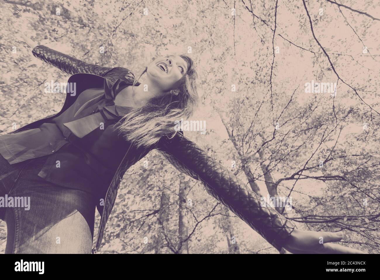 Happy redhead woman throwing playing hi-res stock photography and ...