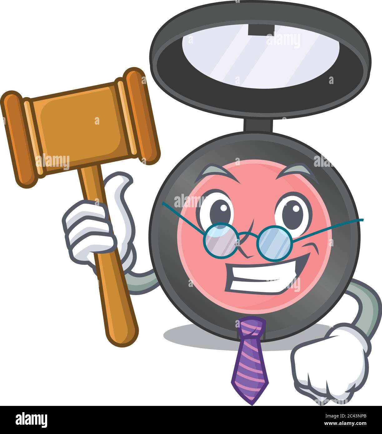 A judicious judge of pink blusher caricature concept wearing glasses ...