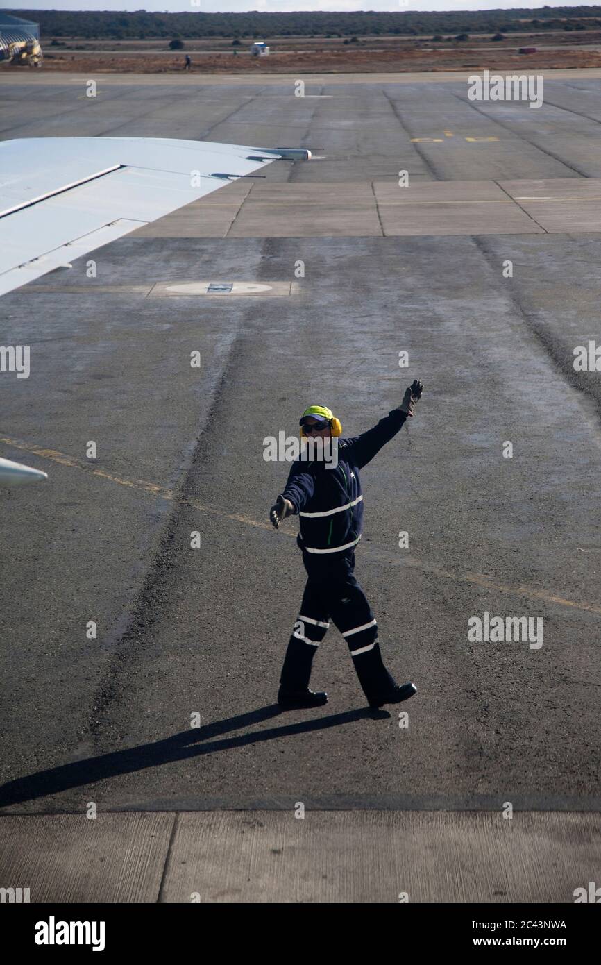 Air traffic controller on the runway, Patagonia, Chile Stock Photo - Alamy