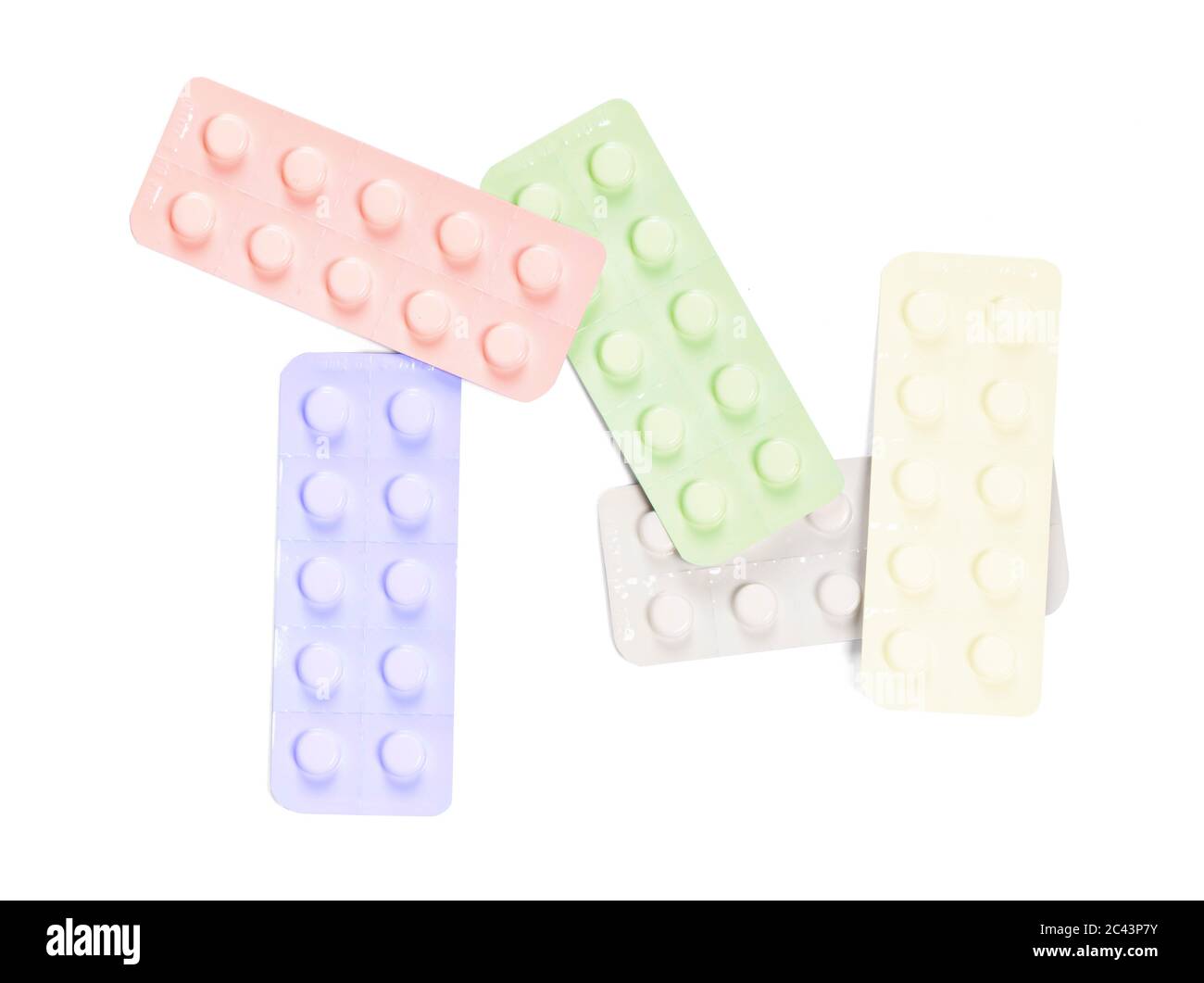 Pill strips isolated on a white background Stock Photo - Alamy