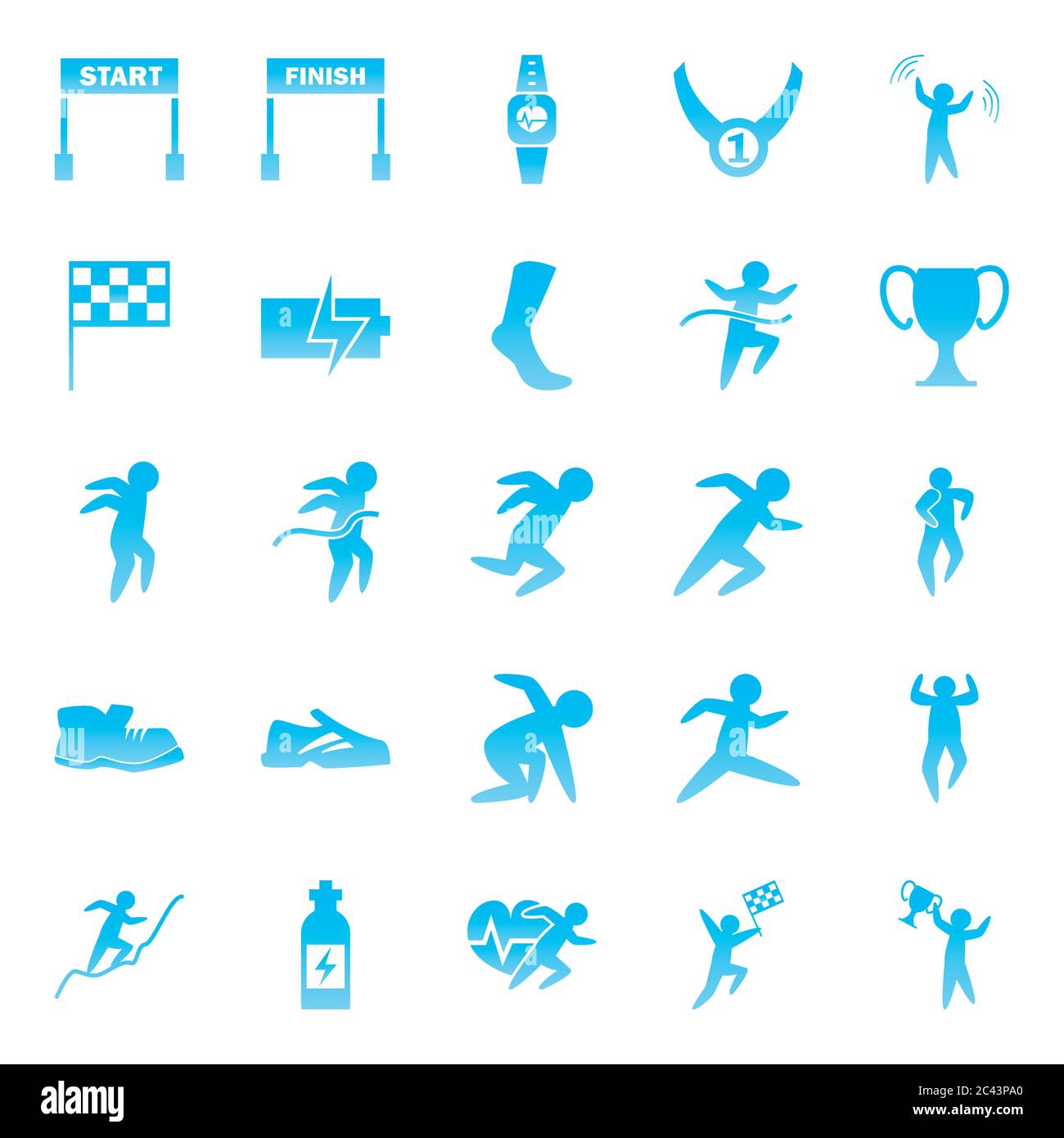 Running gradient style icon set design, Marathon athlete training and ...