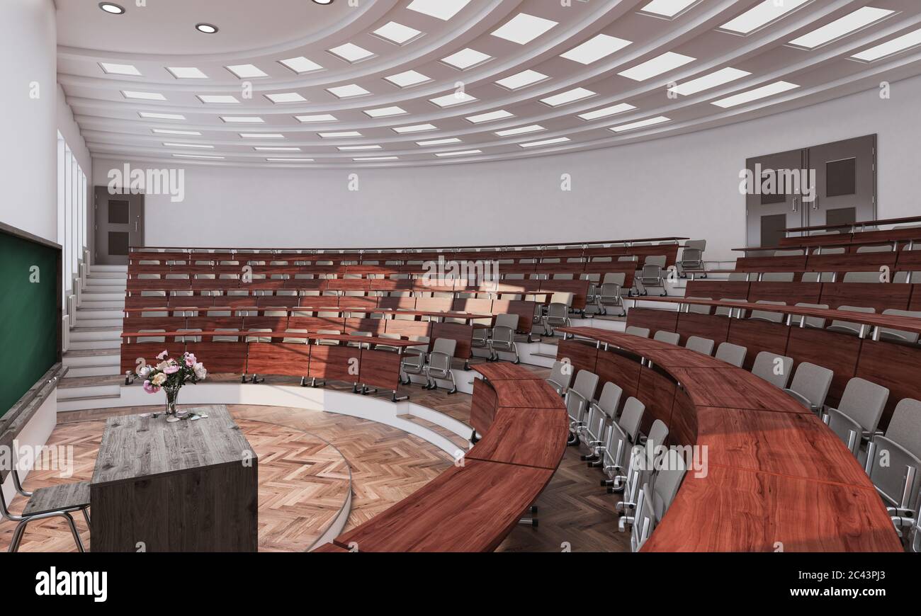 Wide Angle View of an Empty Auditorium 3d rendering Stock Photo - Alamy
