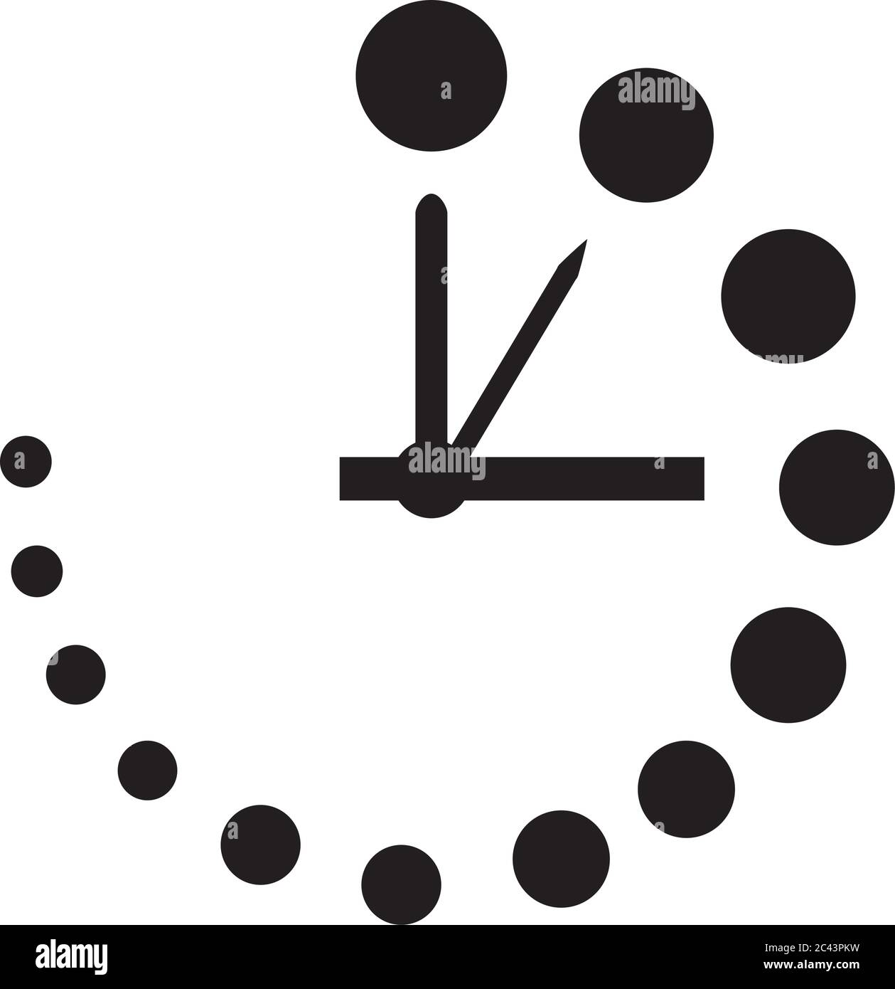 dots clock icon over white background, silhouette style, vector ...