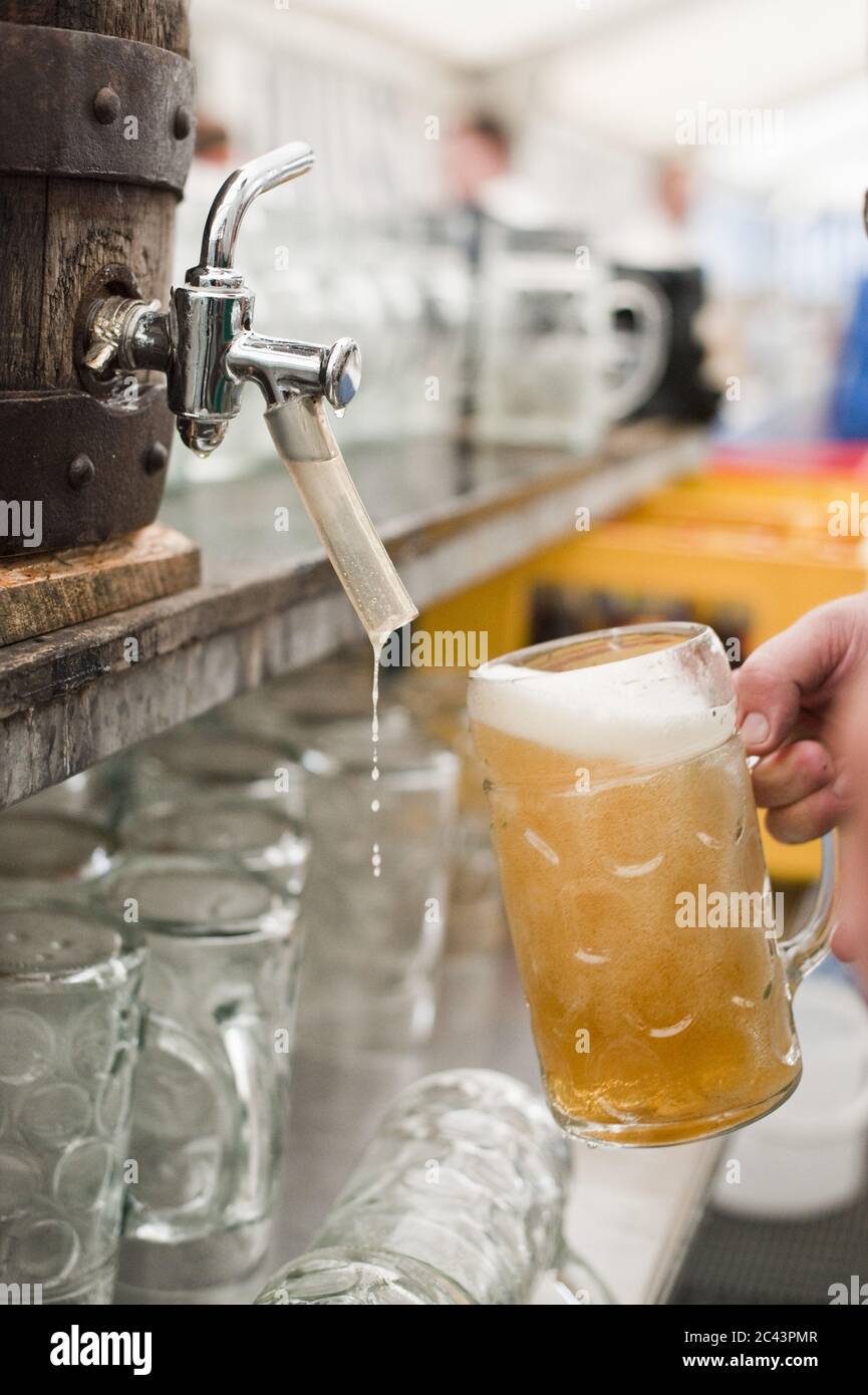 Beer is tapped Stock Photo - Alamy