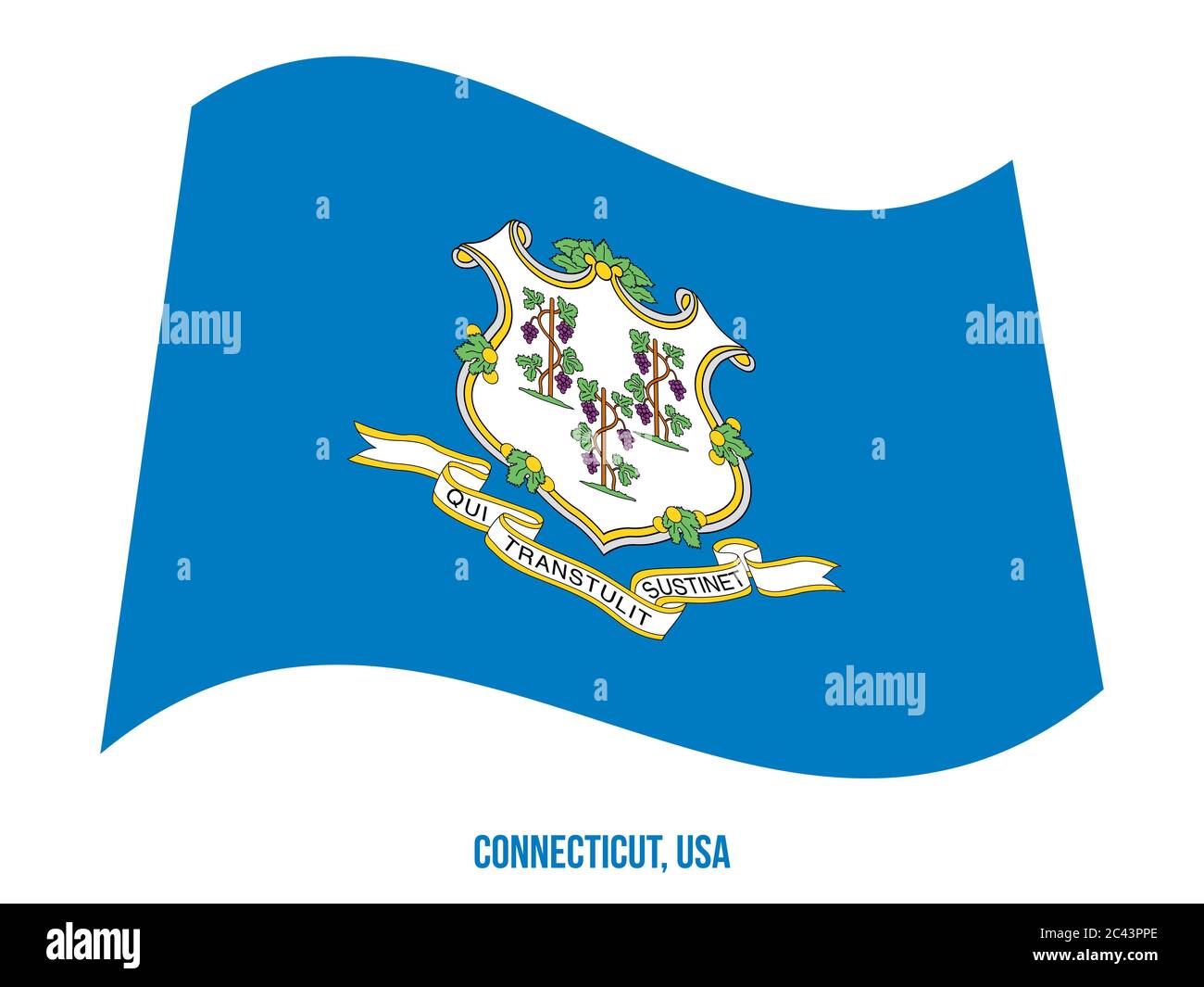 Connecticut (USA State) Flag Waving Vector Illustration on White ...