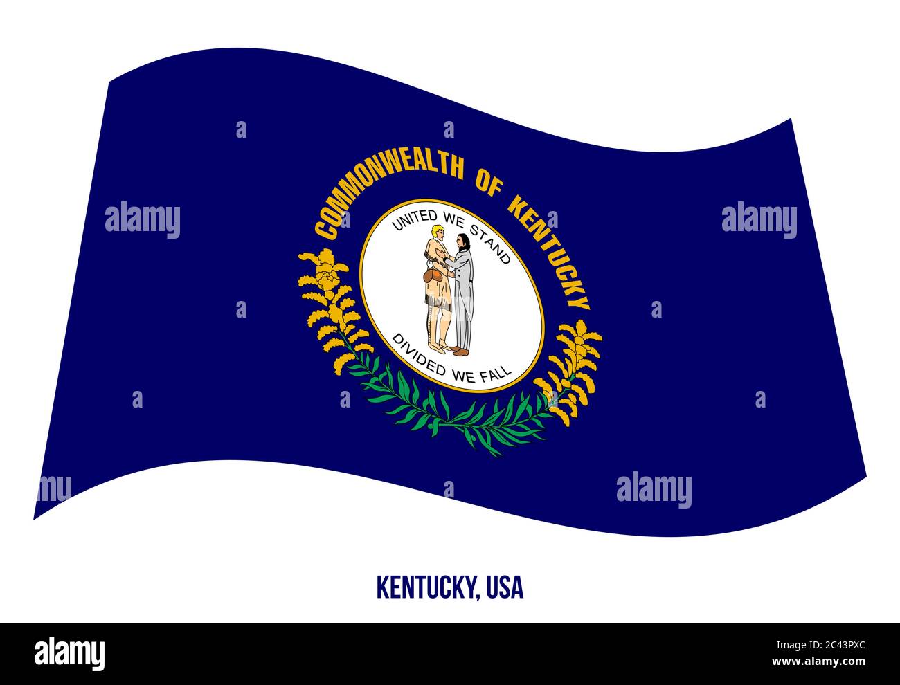 Kentucky (USA State) Flag Waving Vector Illustration on White ...