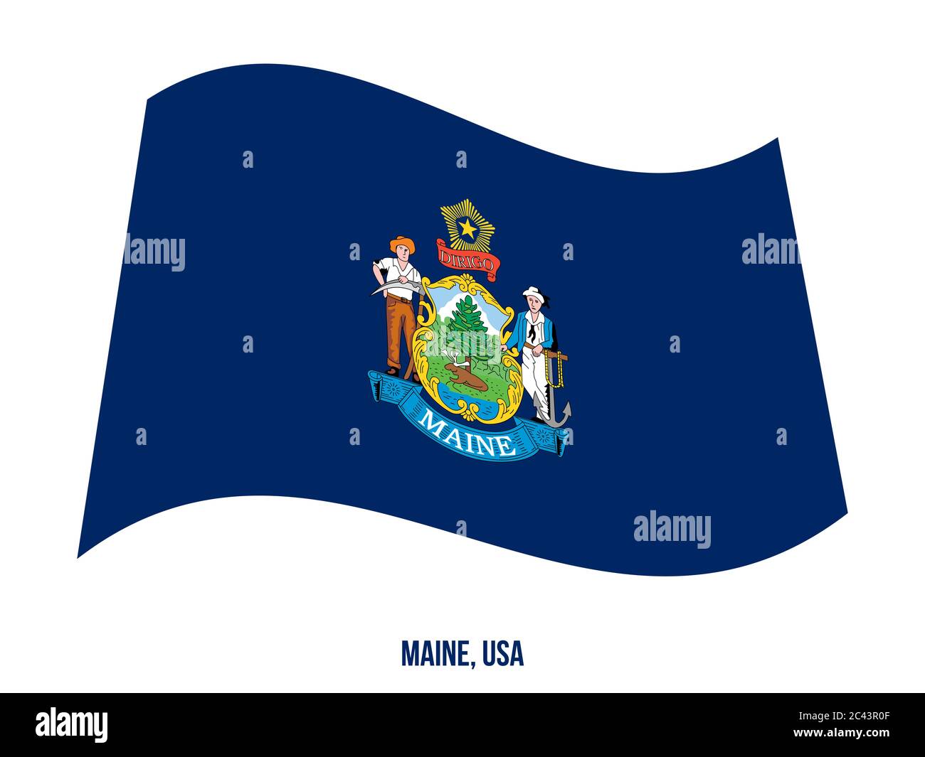Maine (USA State) Flag Waving Vector Illustration on White Background ...