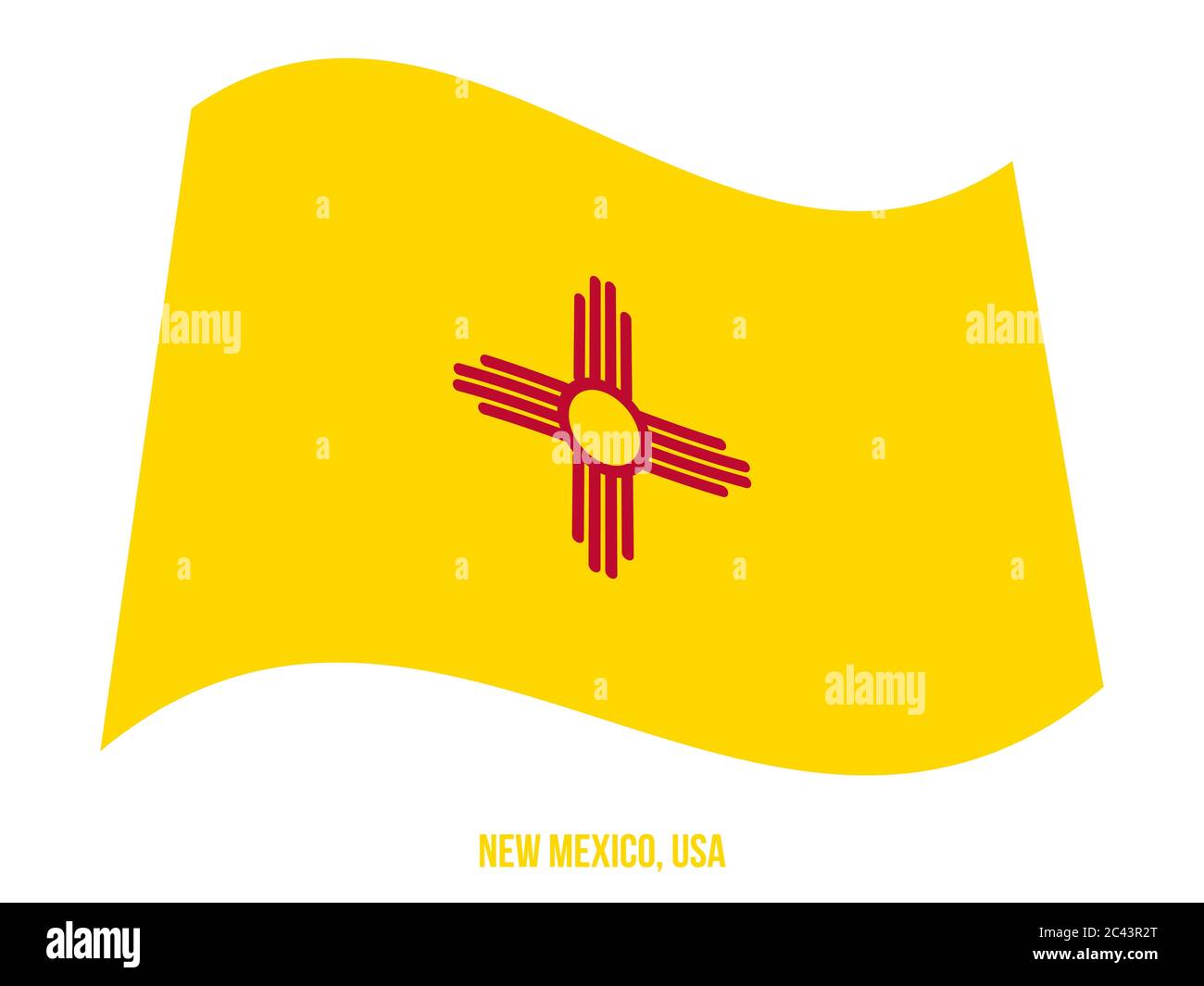 New Mexico (USA State) Flag Waving Vector Illustration on White ...