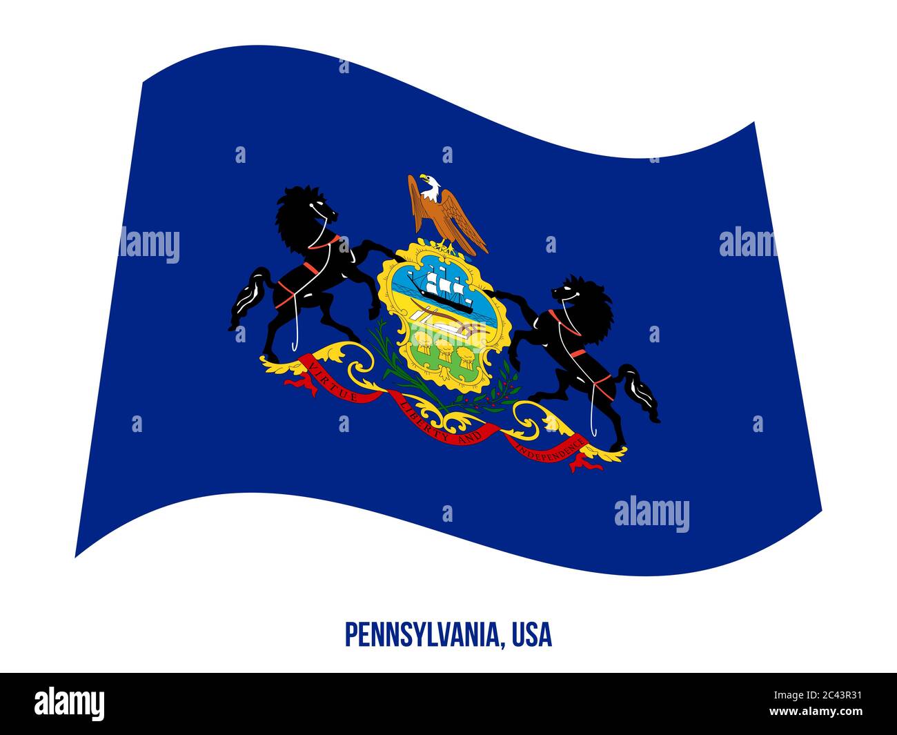 Pennsylvania (USA State) Flag Waving Vector Illustration on White ...