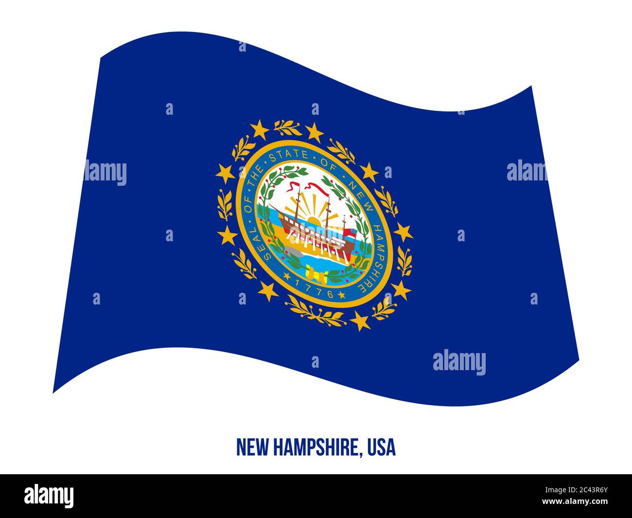 New Hampshire (USA State) Flag Waving Vector Illustration on White ...