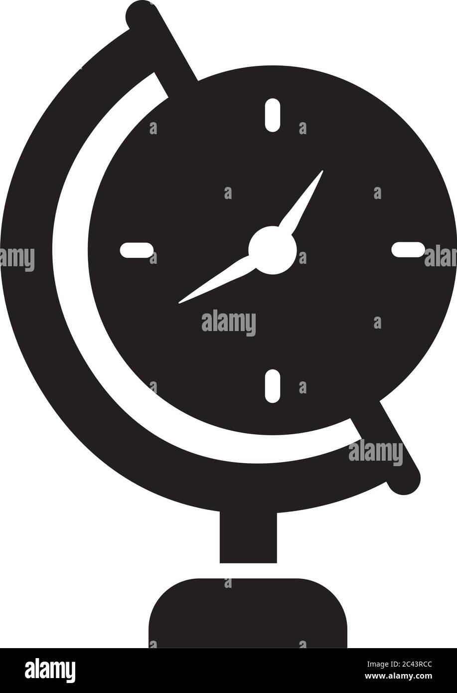 clock in geography tool icon over white background, silhouette style ...