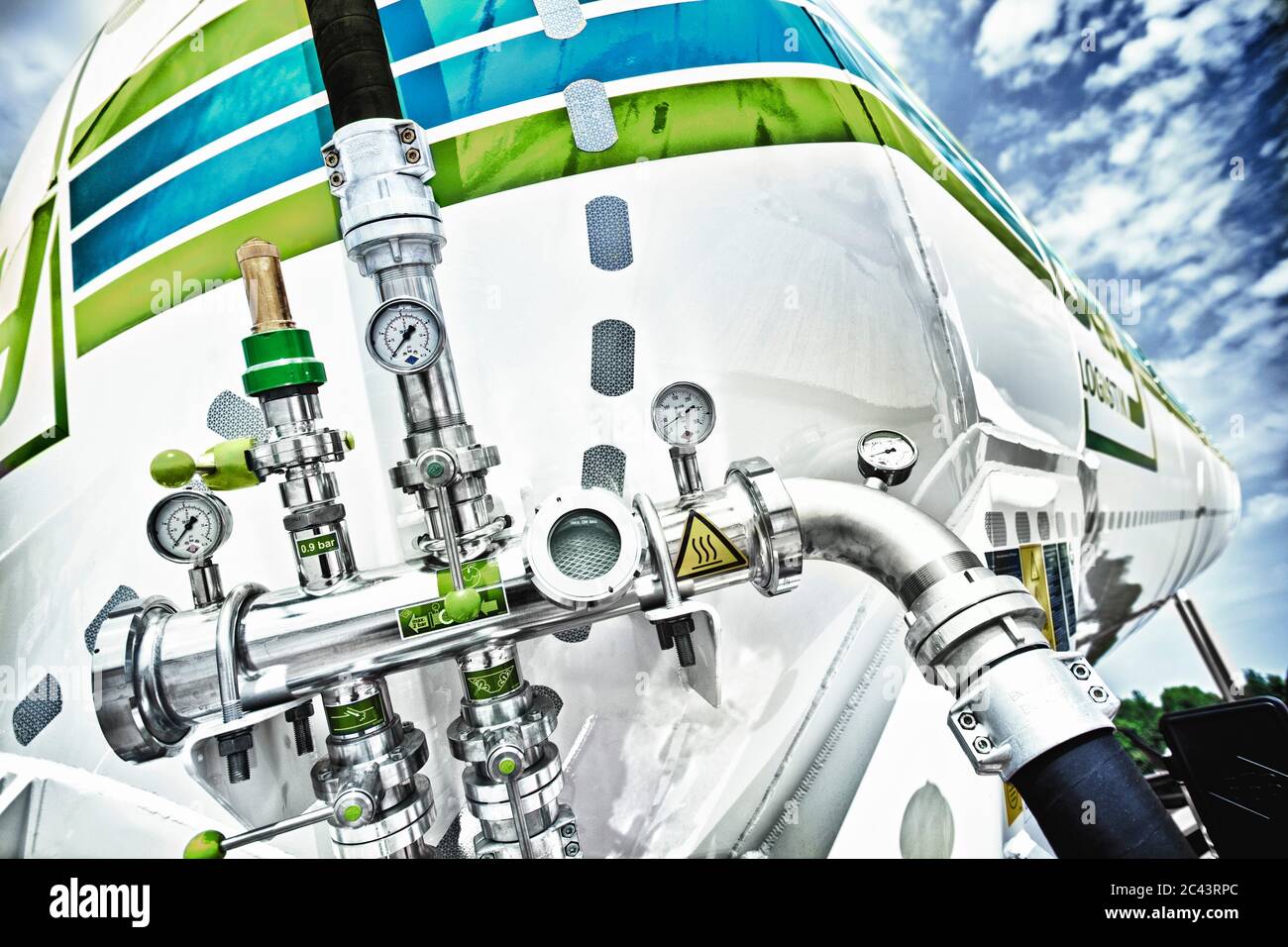 Pipeline on a tank truck Stock Photo - Alamy