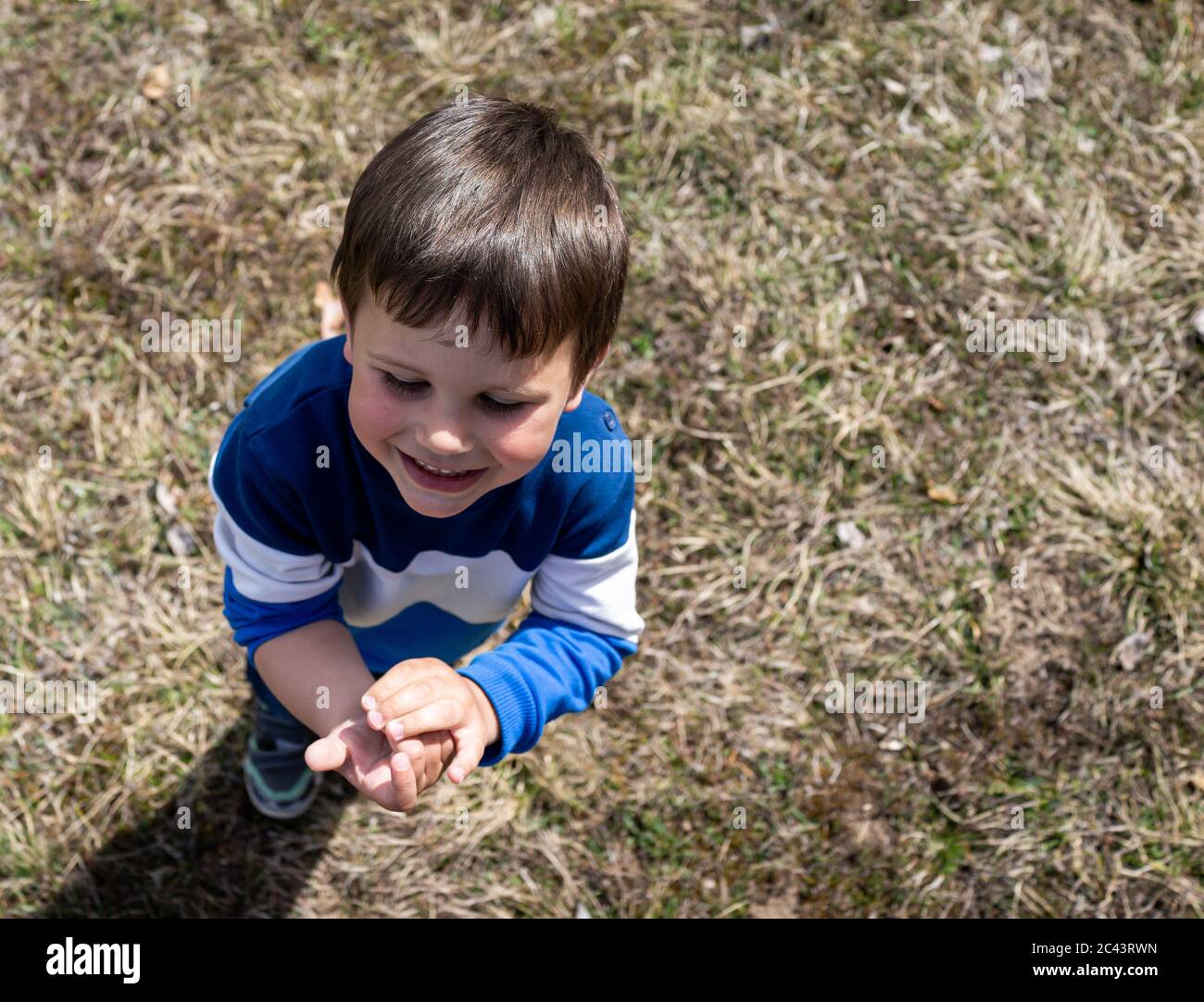 Little cute boy on countryside Stock Photo - Alamy