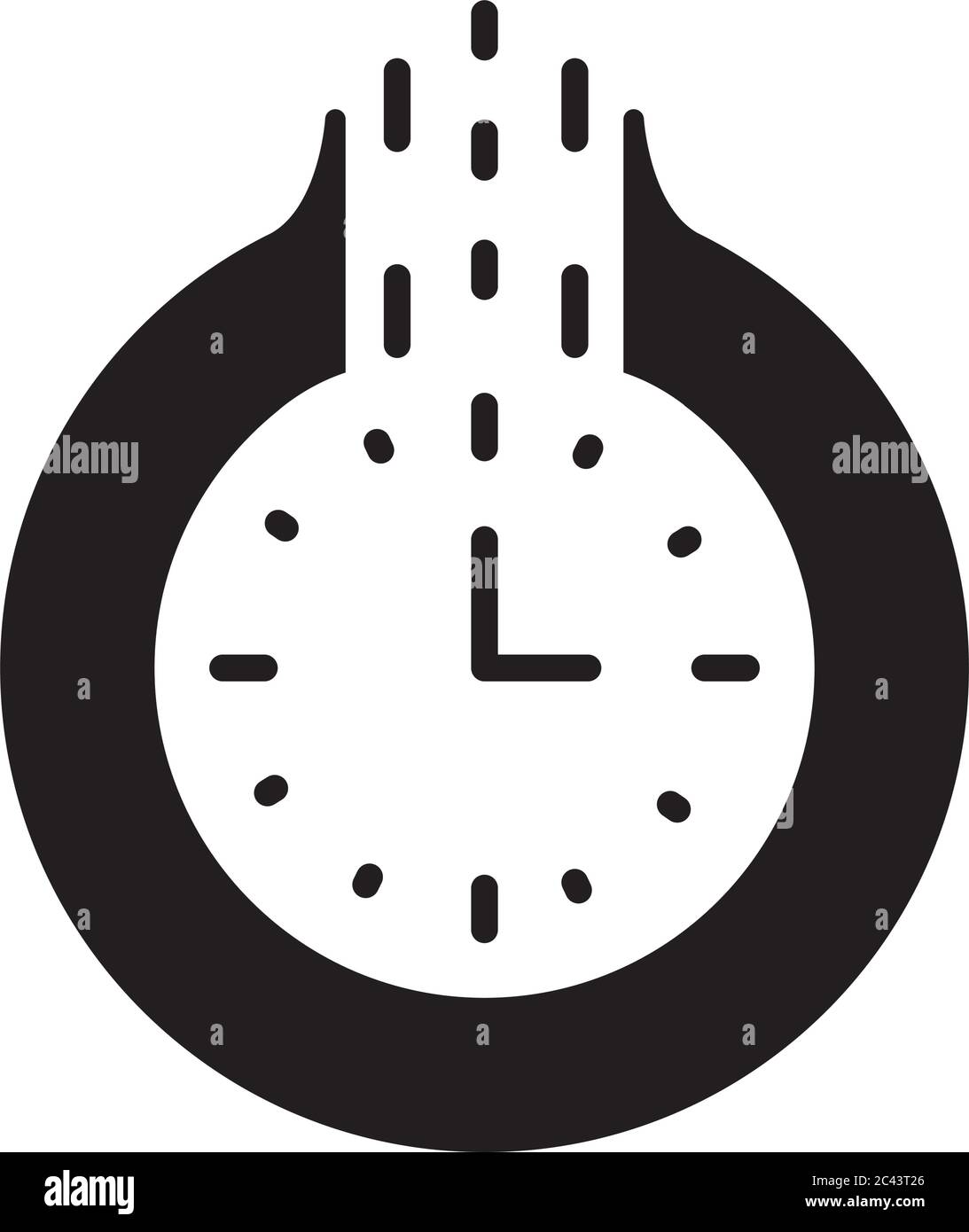 clock time icon over white background, silhouette style, vector ...