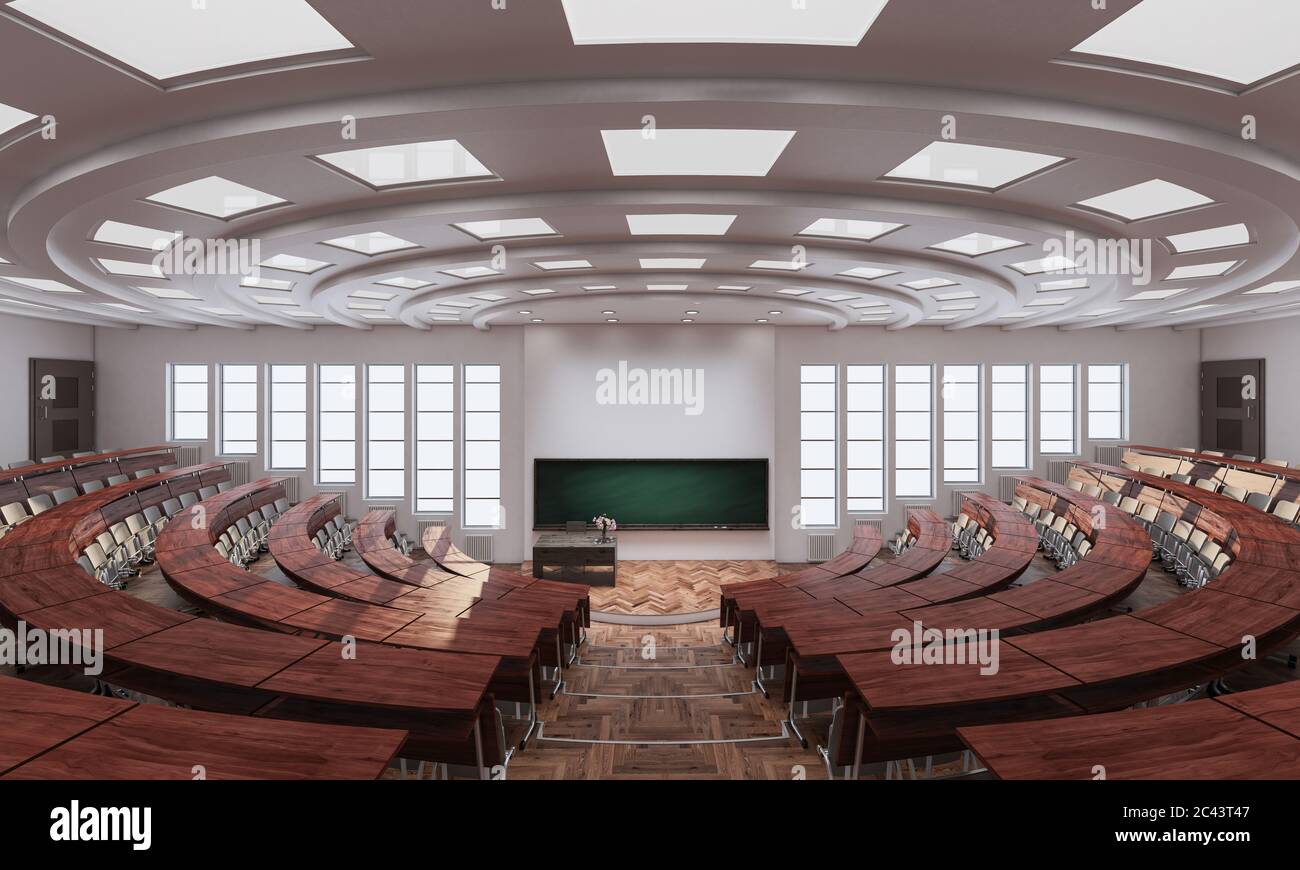 Wide Angle View of an Empty Auditorium 3d rendering Stock Photo - Alamy