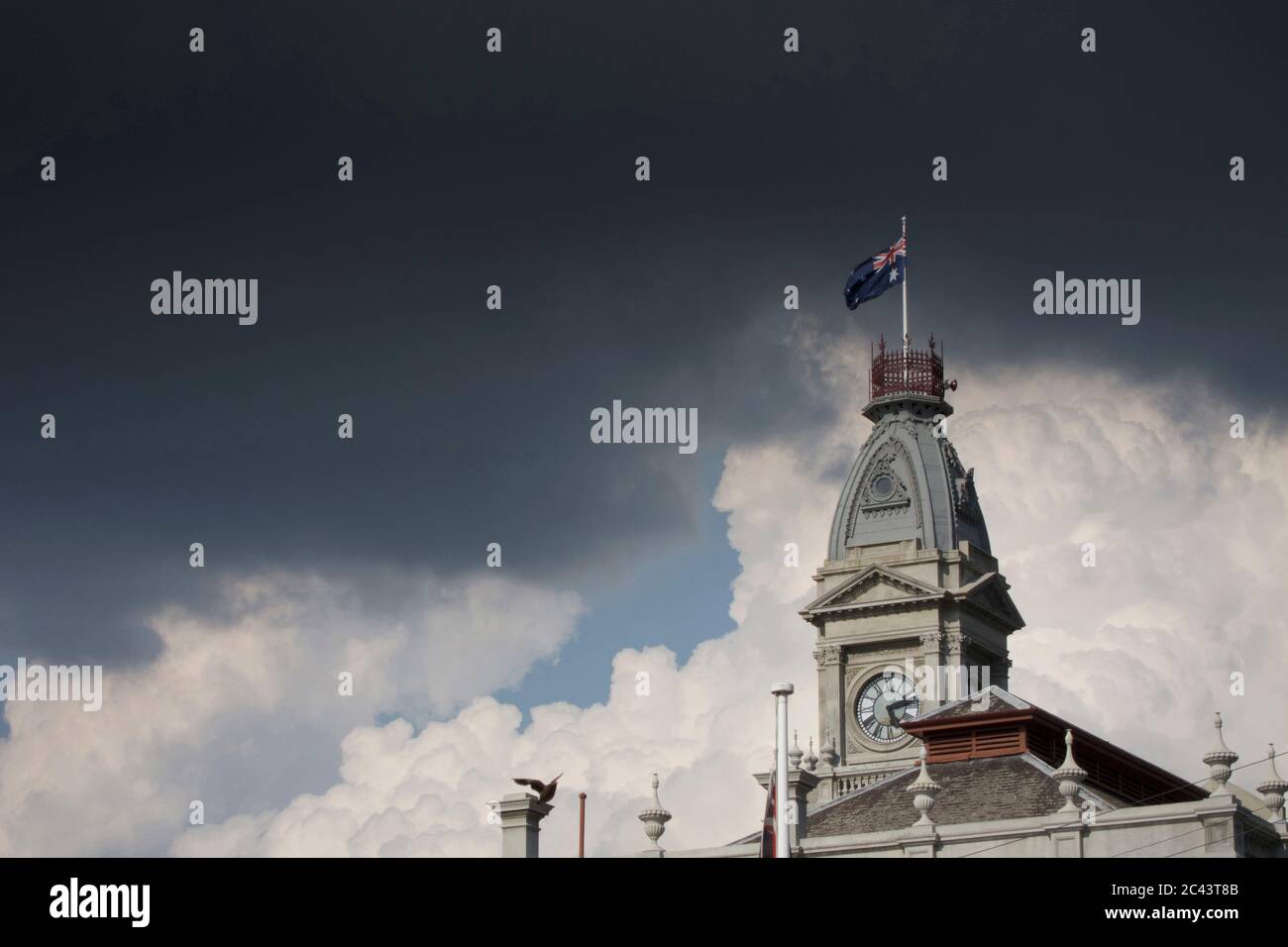 Australian flag on a spire, Melbourne, Australia Stock Photo - Alamy