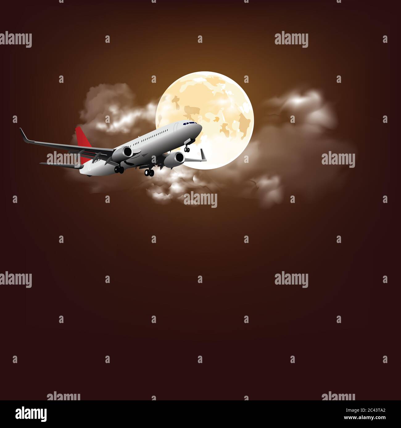 Stunning nigh time full moon nigh time cloudy sky with commercial ...