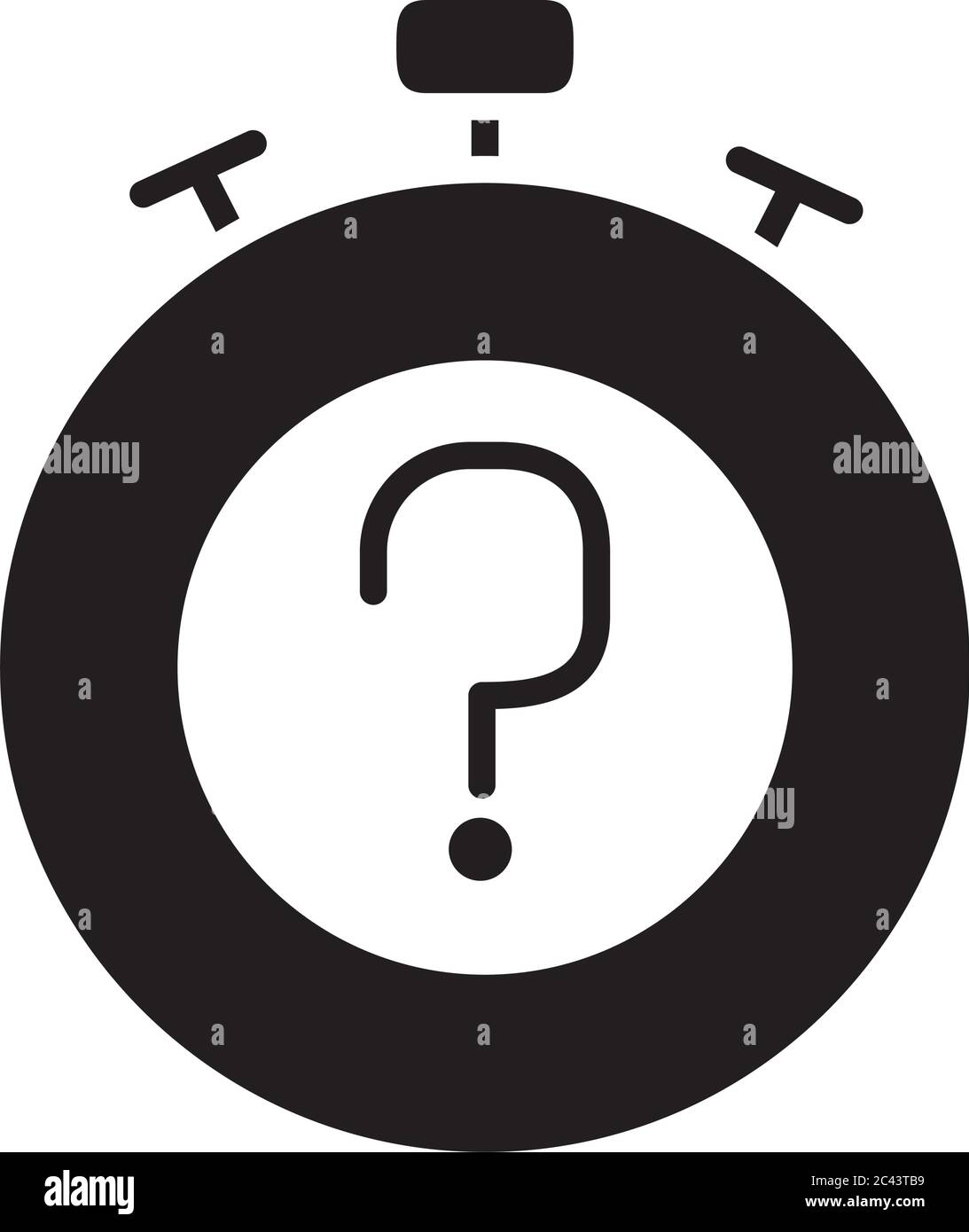 chronometer with question mark icon over white background, silhouette ...