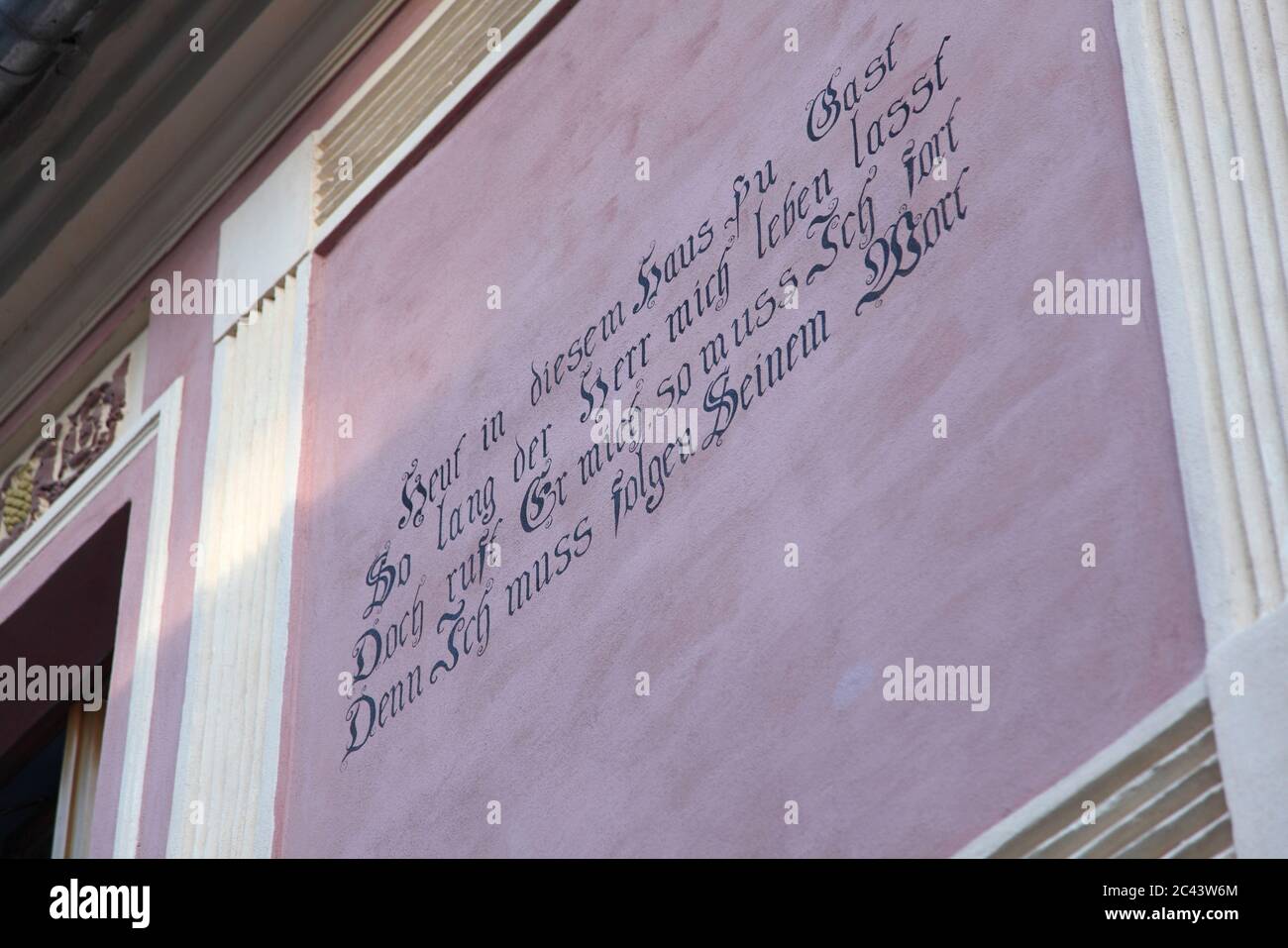 German inscription on a wall, Biertan, Transylvania Stock Photo - Alamy