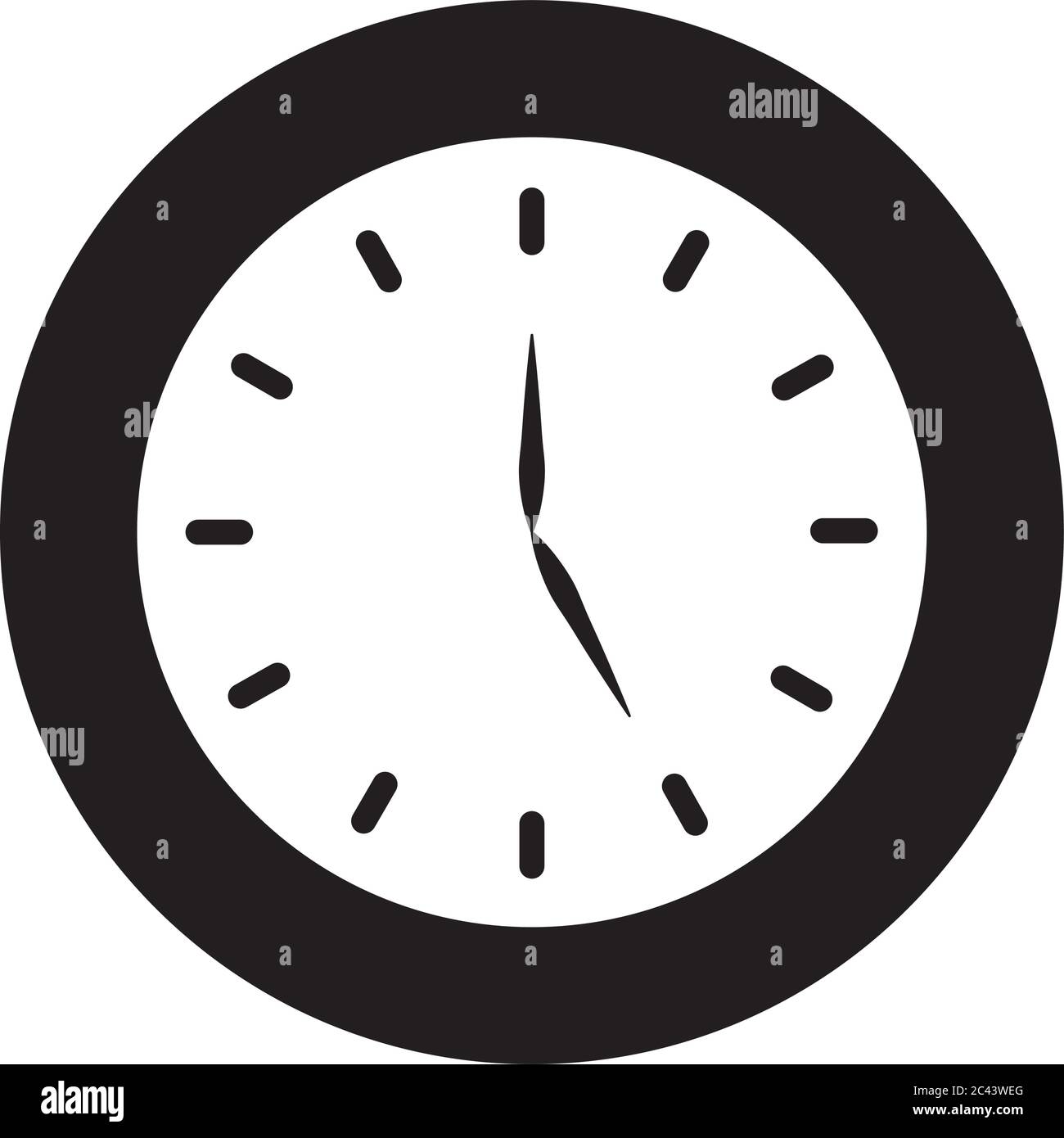 clock time icon over white background, silhouette style, vector ...