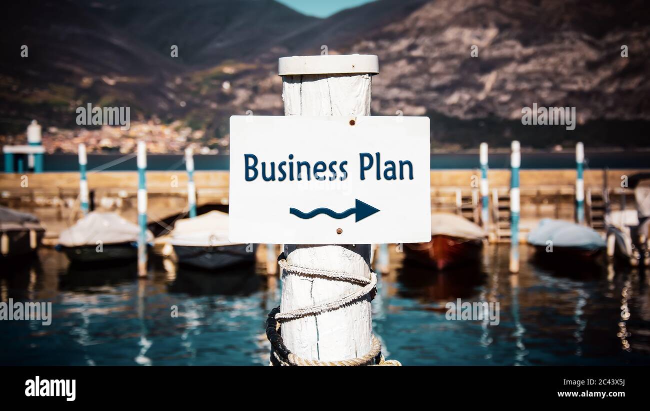 Street Sign the Direction Way to Business Plan Stock Photo - Alamy