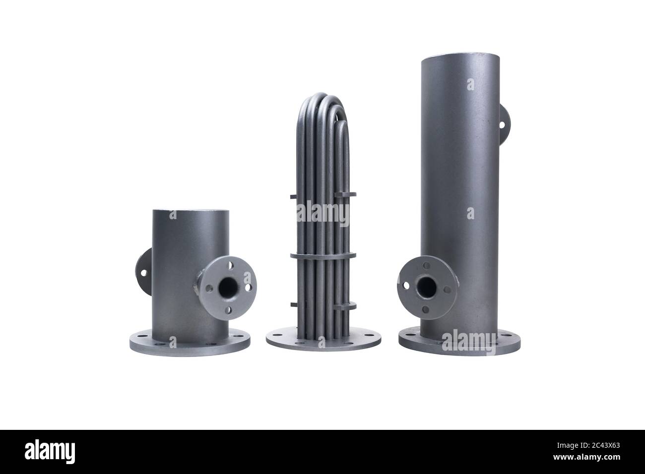 Shell and tube heat exchanger disassembled isolated on white background ...