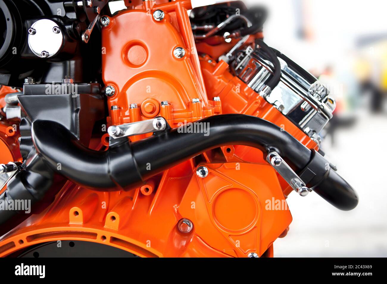 Orange diesel engine Stock Photo - Alamy