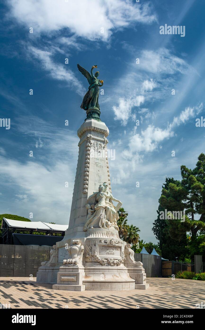Nice, France - June 14, 2019 : Tourists pass by the Monument of the ...