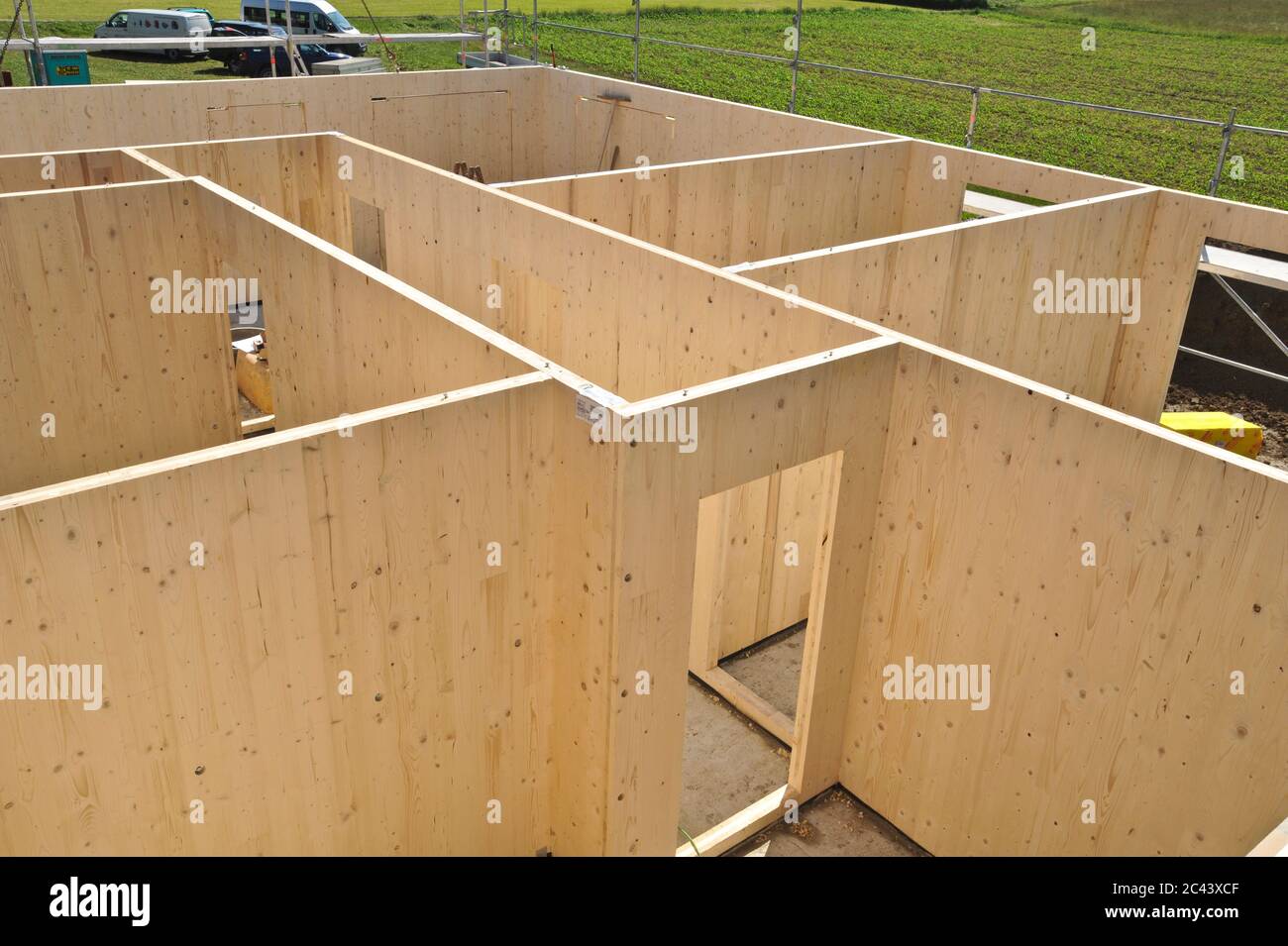 Shell of a wooden prefabricated house Stock Photo - Alamy