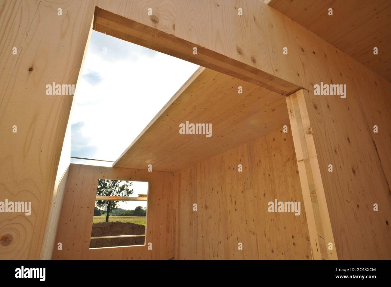 Shell of a wooden prefabricated house Stock Photo - Alamy