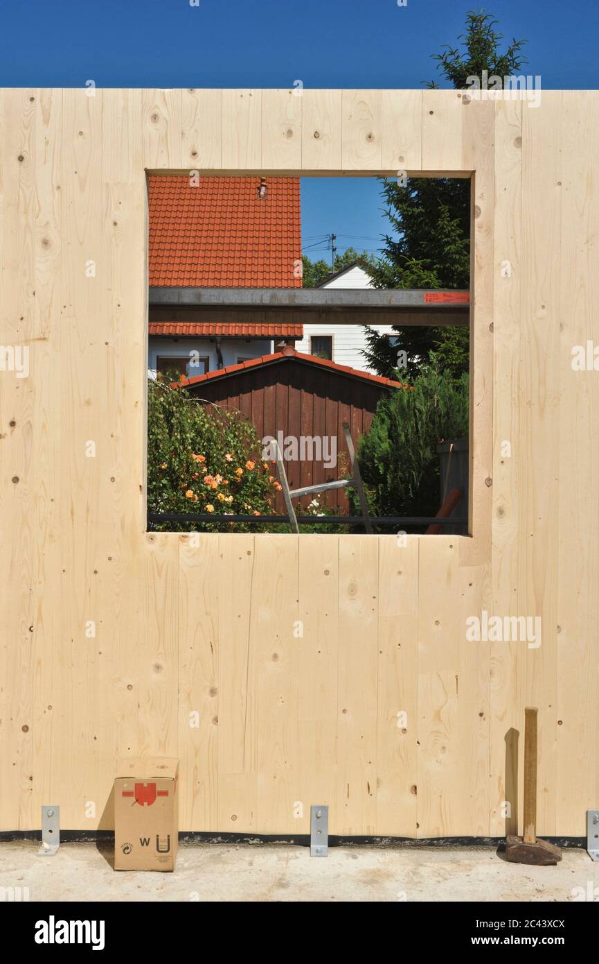 Shell of a wooden prefabricated house Stock Photo - Alamy