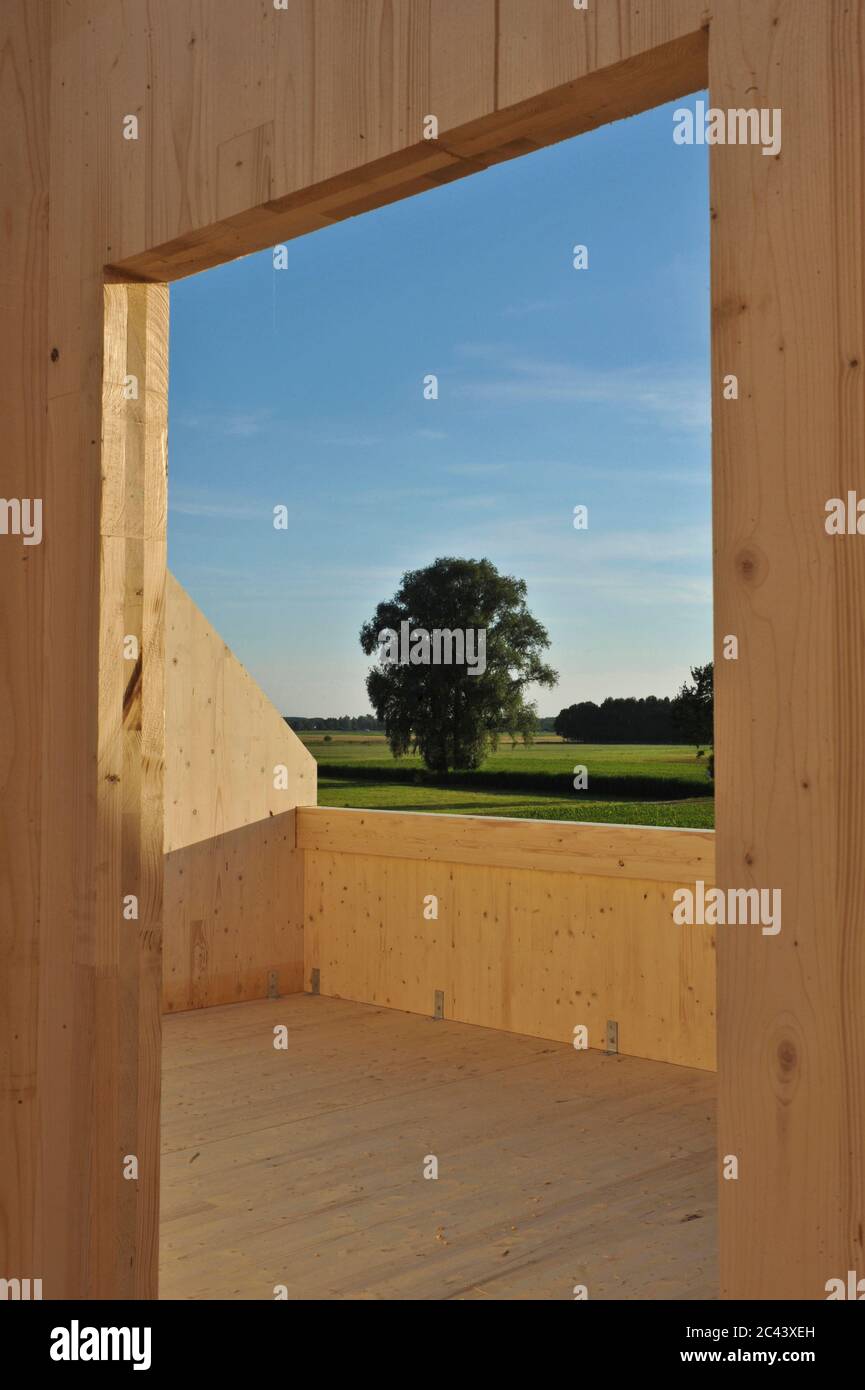 Shell of a wooden prefabricated house Stock Photo - Alamy