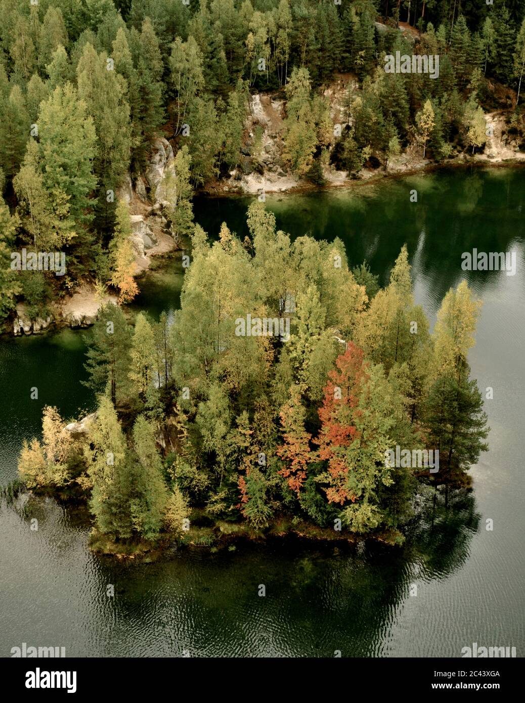 Wooded island in a lake Stock Photo - Alamy