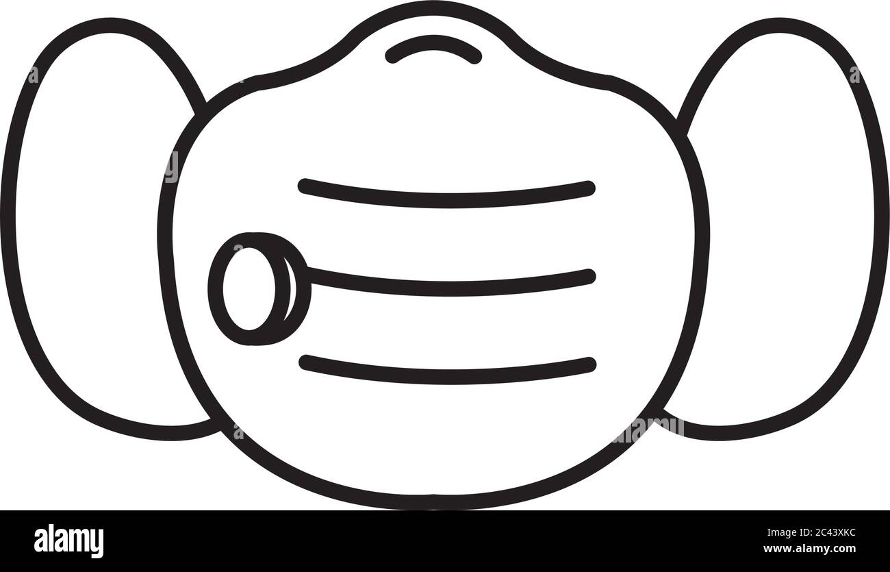 medical mask with filter icon over white background, line style, vector ...