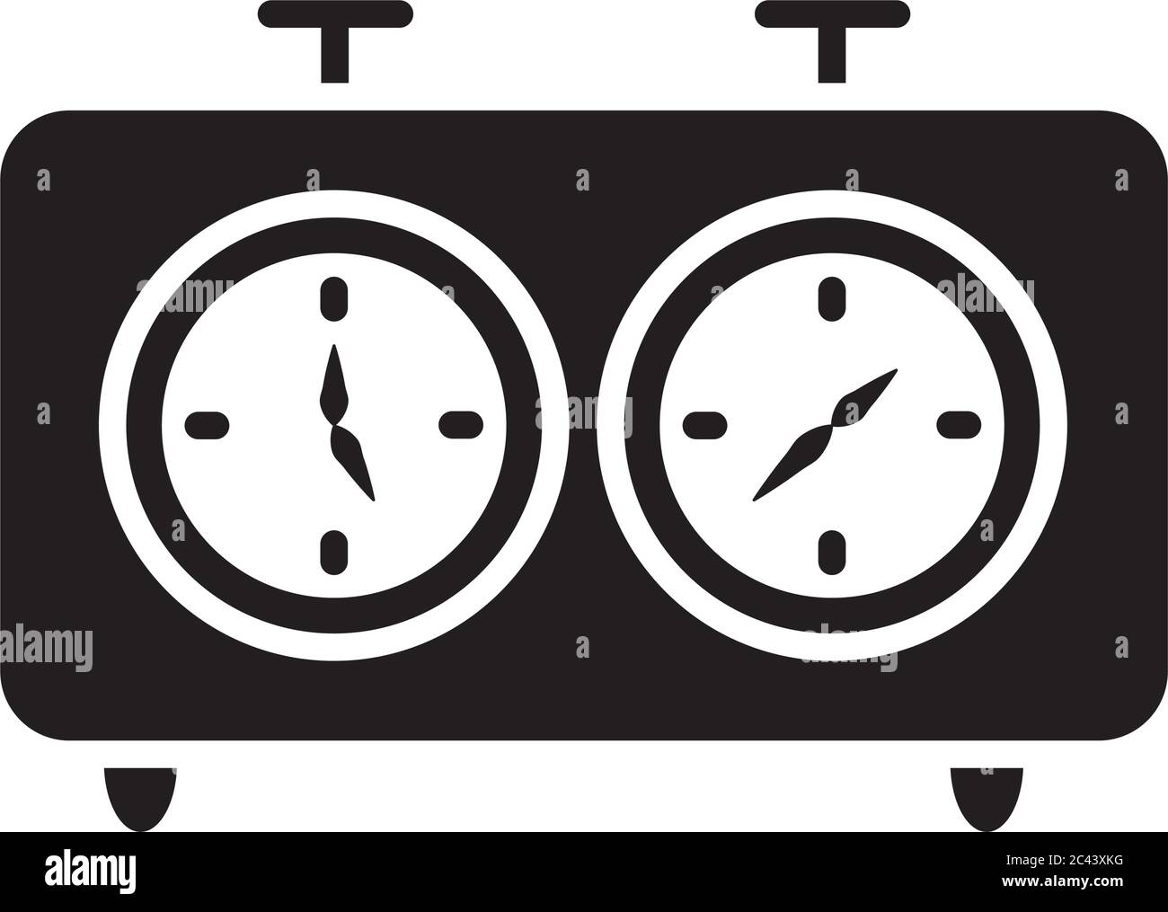 chess clock icon over white background, silhouette style, vector ...