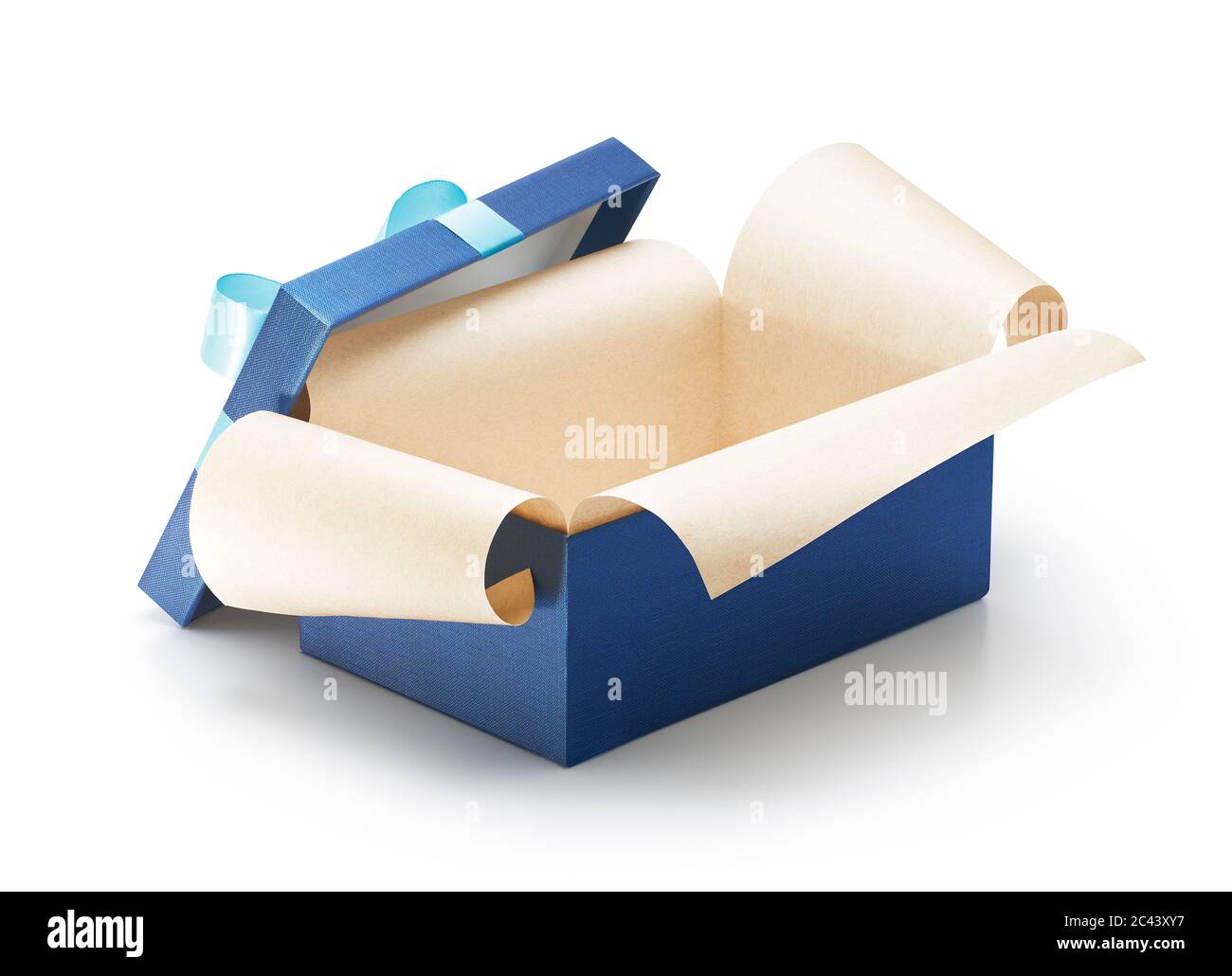 Blue open gift box isolated on white background - Clipping path ...