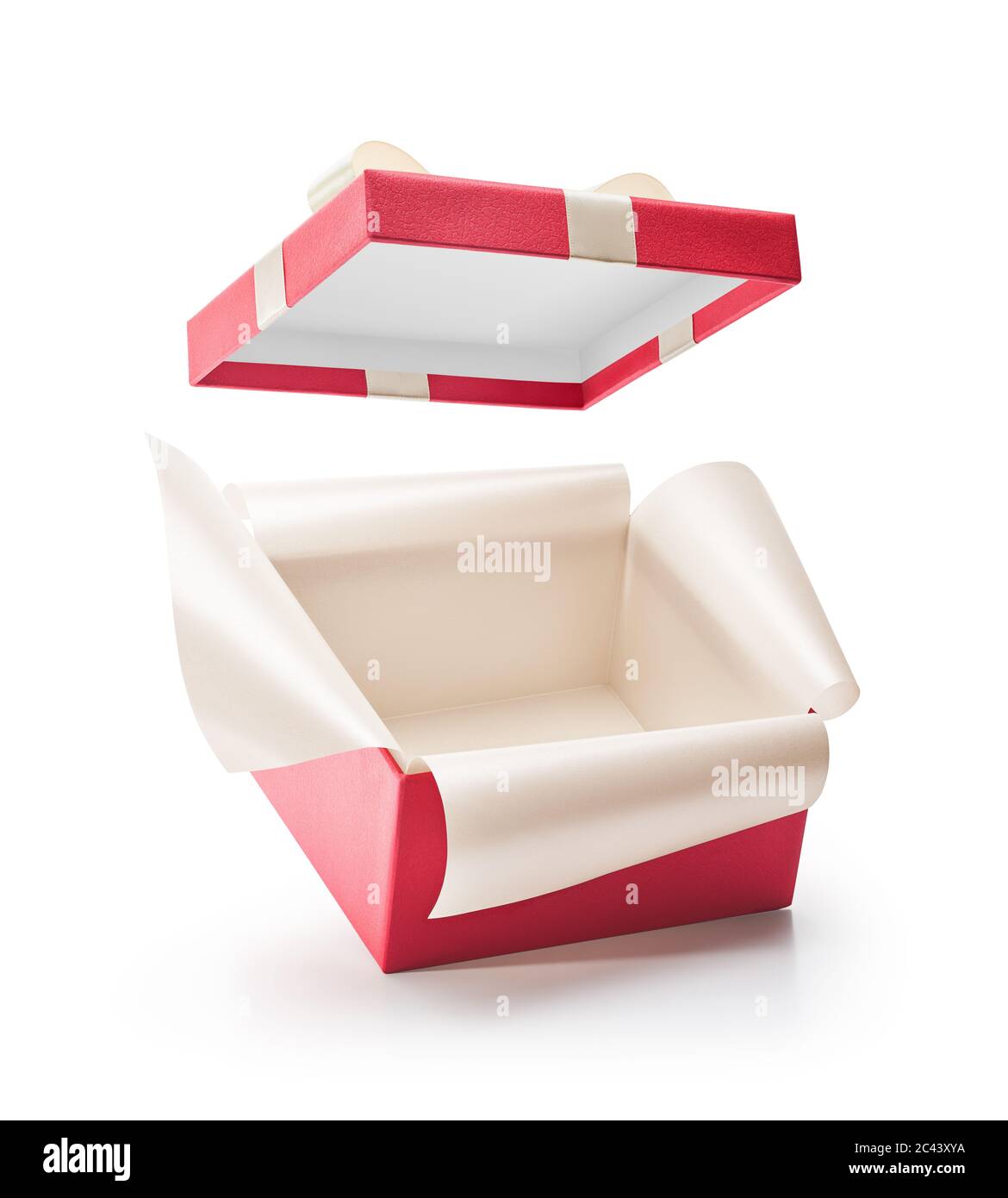 Red open gift box isolated on white background Stock Photo - Alamy
