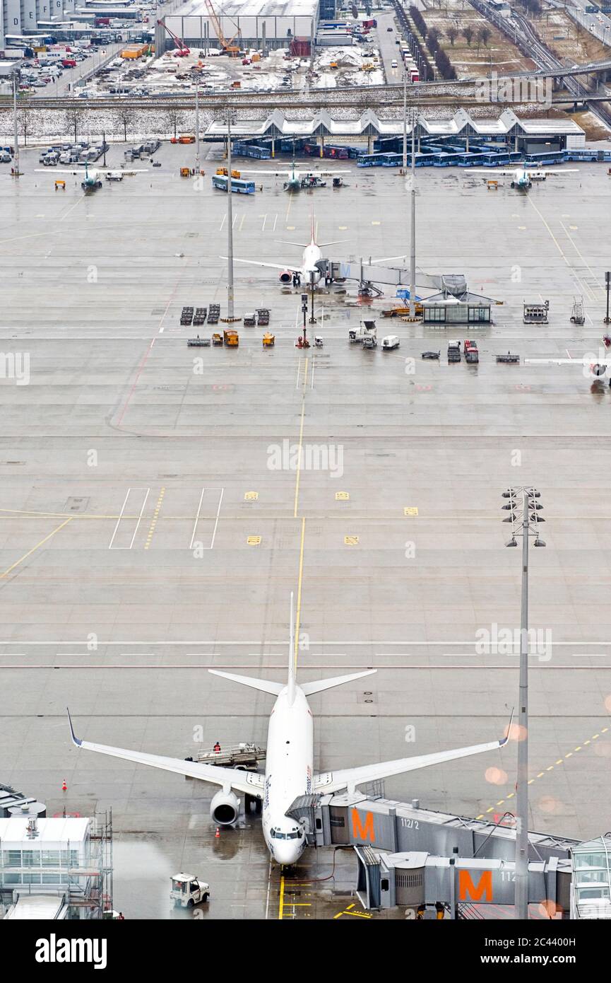 Airplane on the runway, Munich Airport, Bavaria, Germany Stock Photo ...