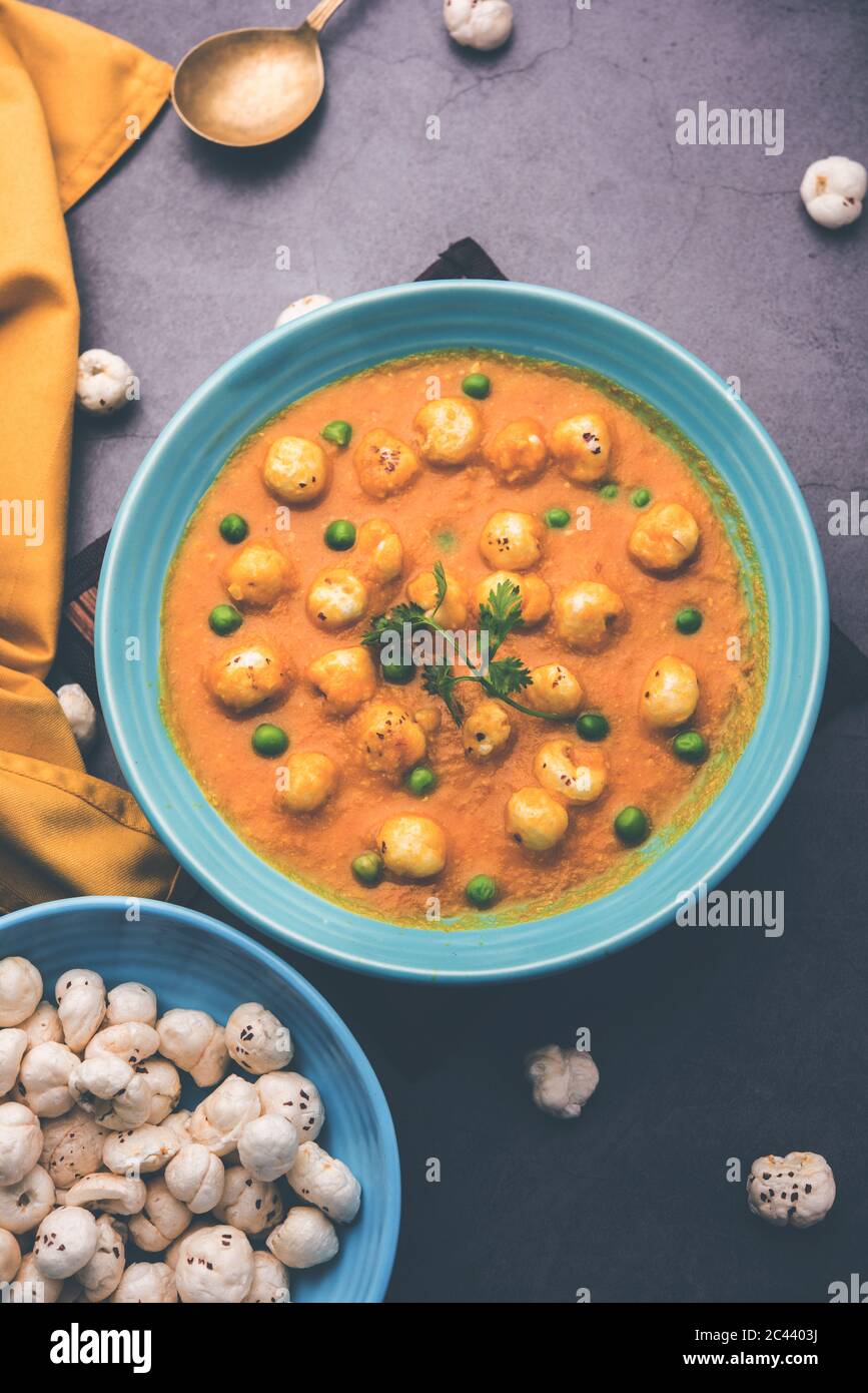 Phool Makhana Matar Gravy Sabzi or Lotus Seeds peas curry is an Indian ...