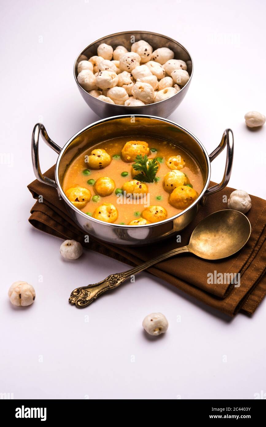 Phool Makhana Matar Gravy Sabzi or Lotus Seeds peas curry is an Indian ...