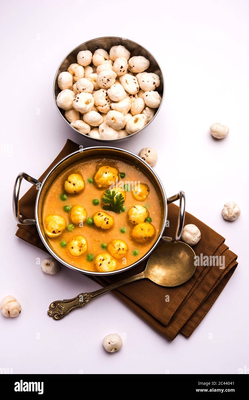 Phool Makhana Matar Gravy Sabzi or Lotus Seeds peas curry is an Indian ...