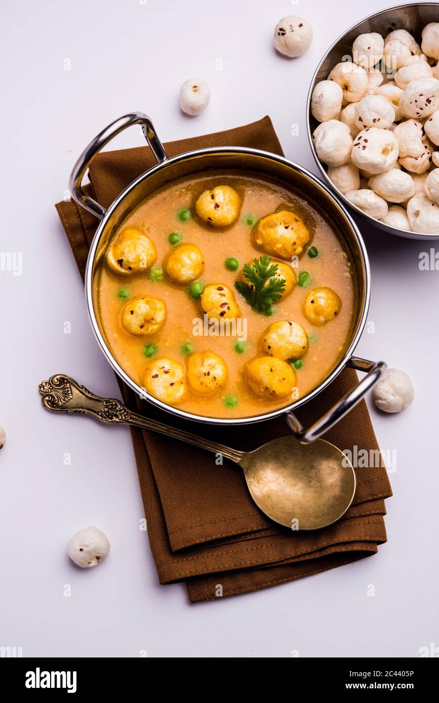 Phool Makhana Matar Gravy Sabzi or Lotus Seeds peas curry is an Indian ...