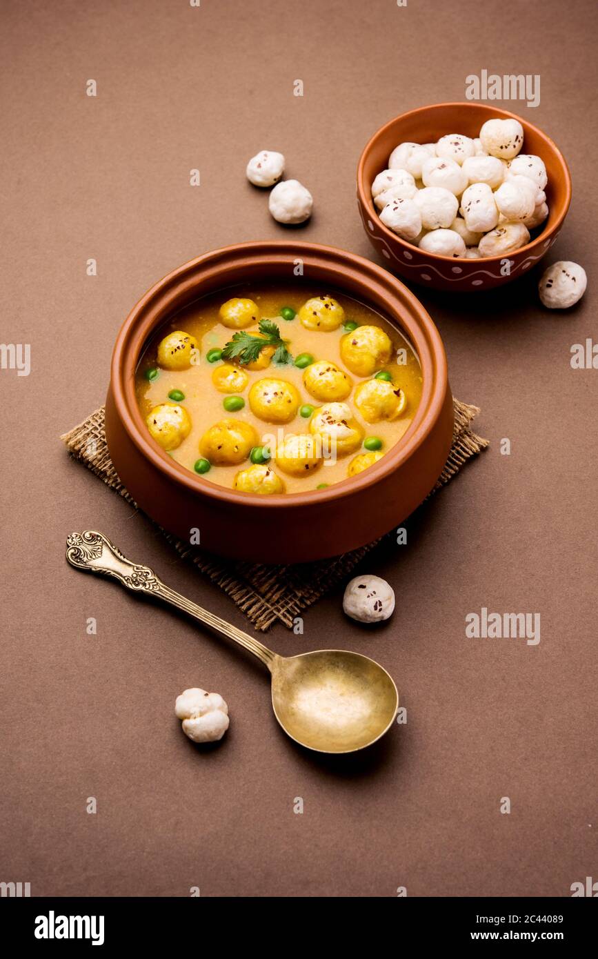 Phool Makhana Matar Gravy Sabzi or Lotus Seeds peas curry is an Indian ...