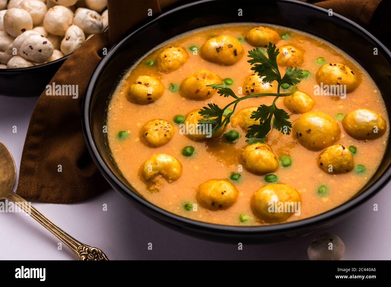 Phool Makhana Matar Gravy Sabzi or Lotus Seeds peas curry is an Indian ...