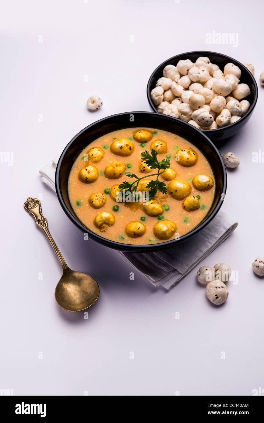 Phool Makhana Matar Gravy Sabzi or Lotus Seeds peas curry is an Indian ...
