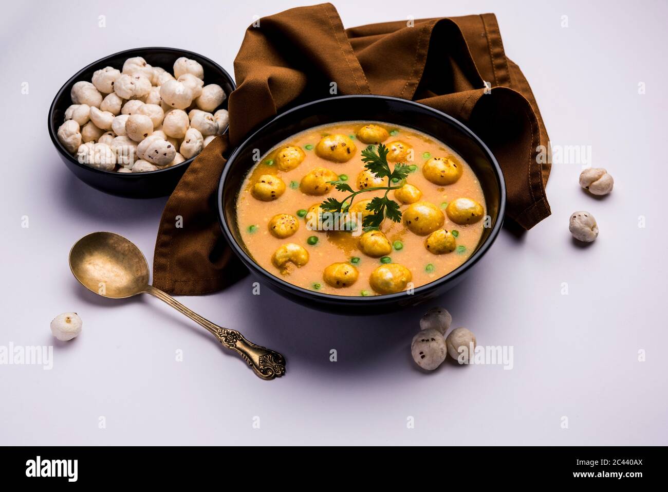 Phool Makhana Matar Gravy Sabzi or Lotus Seeds peas curry is an Indian ...