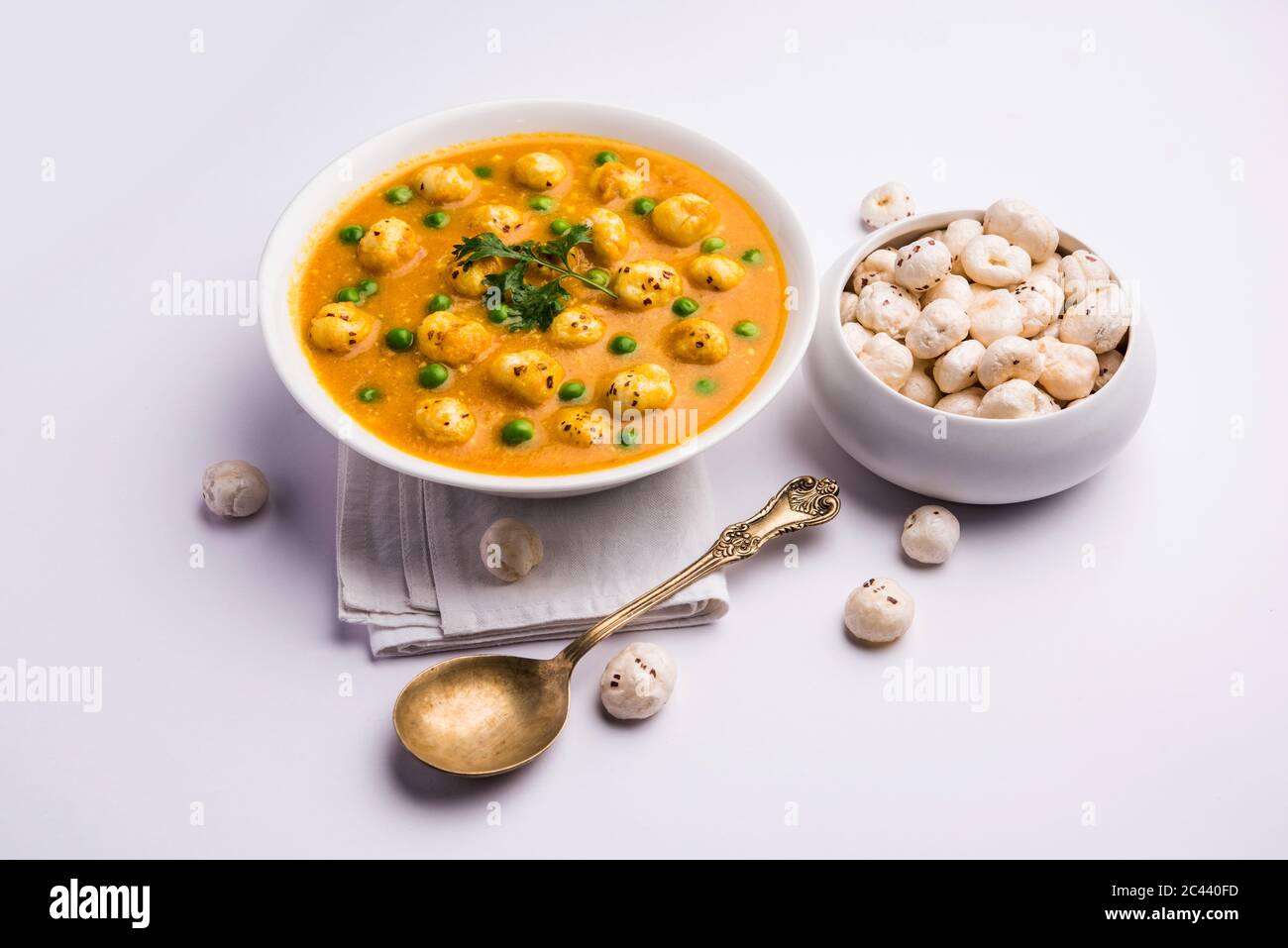 Phool Makhana Matar Gravy Sabzi or Lotus Seeds peas curry is an Indian ...