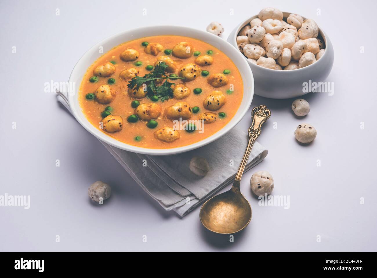 Phool Makhana Matar Gravy Sabzi or Lotus Seeds peas curry is an Indian ...